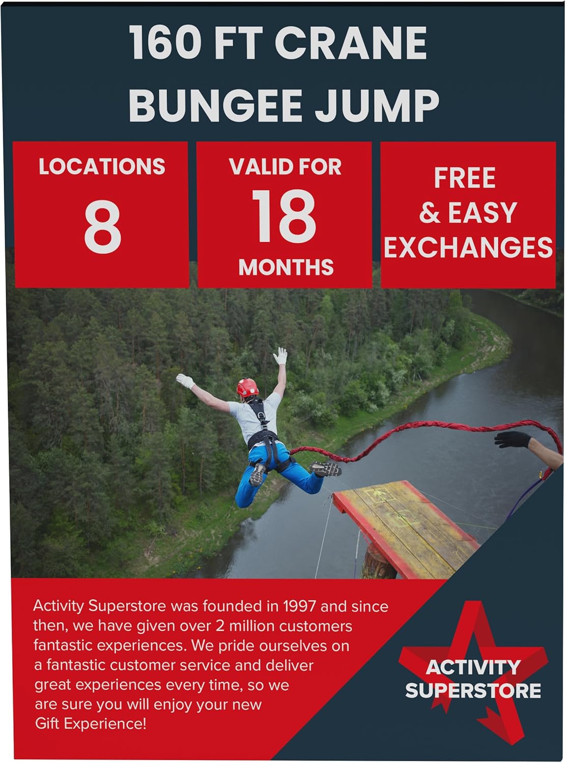 Activity Superstore 160ft Crane Bungee Jump Gift Experience Voucher, 18 ...