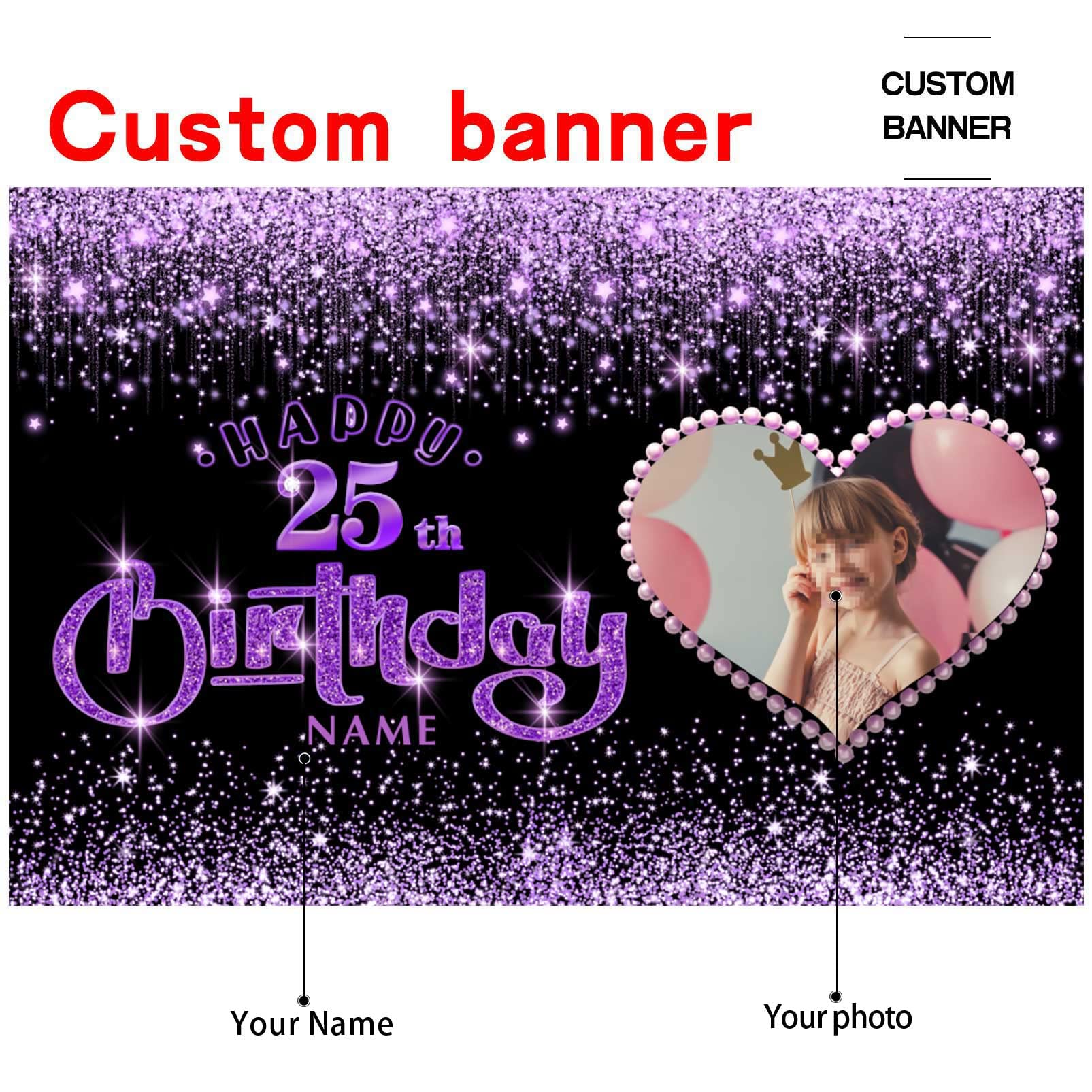 Snapklik.com : Customizable Happy 25th Birthday Decoration Banner