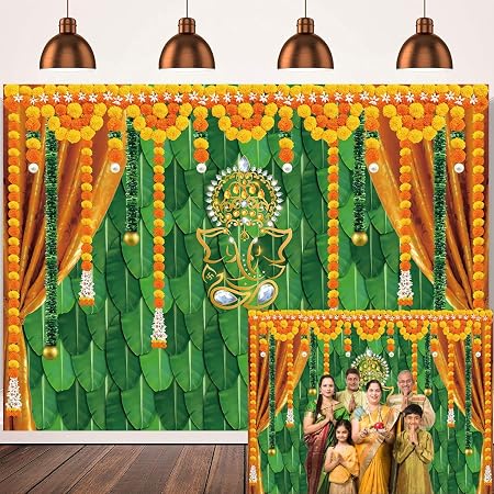 Amazon.com : Indian Pooja Traditional Backdrop Diwali Ganpati Ganesh ...