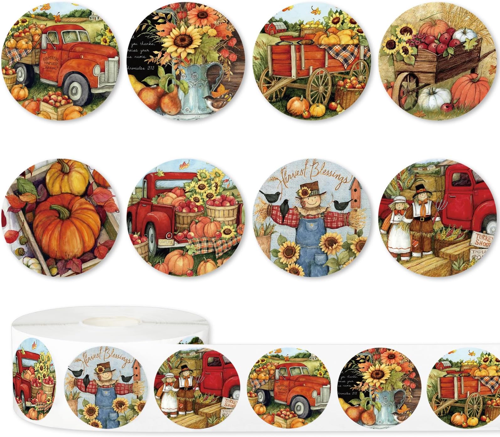 Amazon.com : Whaline 1000Pcs Thanksgiving Fall Stickers Roll Retro ...