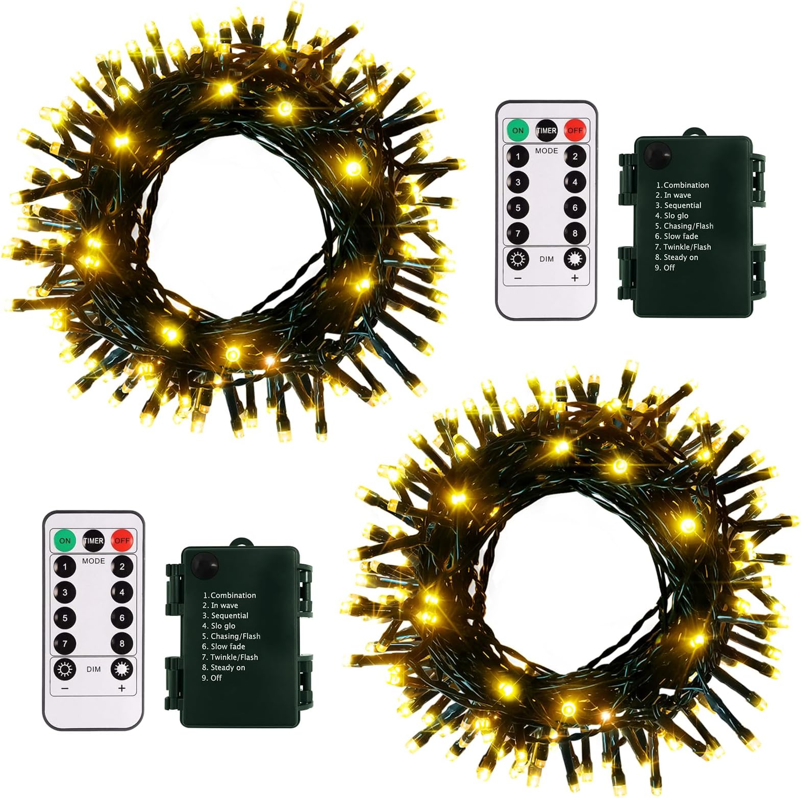 Amazon.com: Battery Remote Control String Lights, Christmas Lights 100 ...