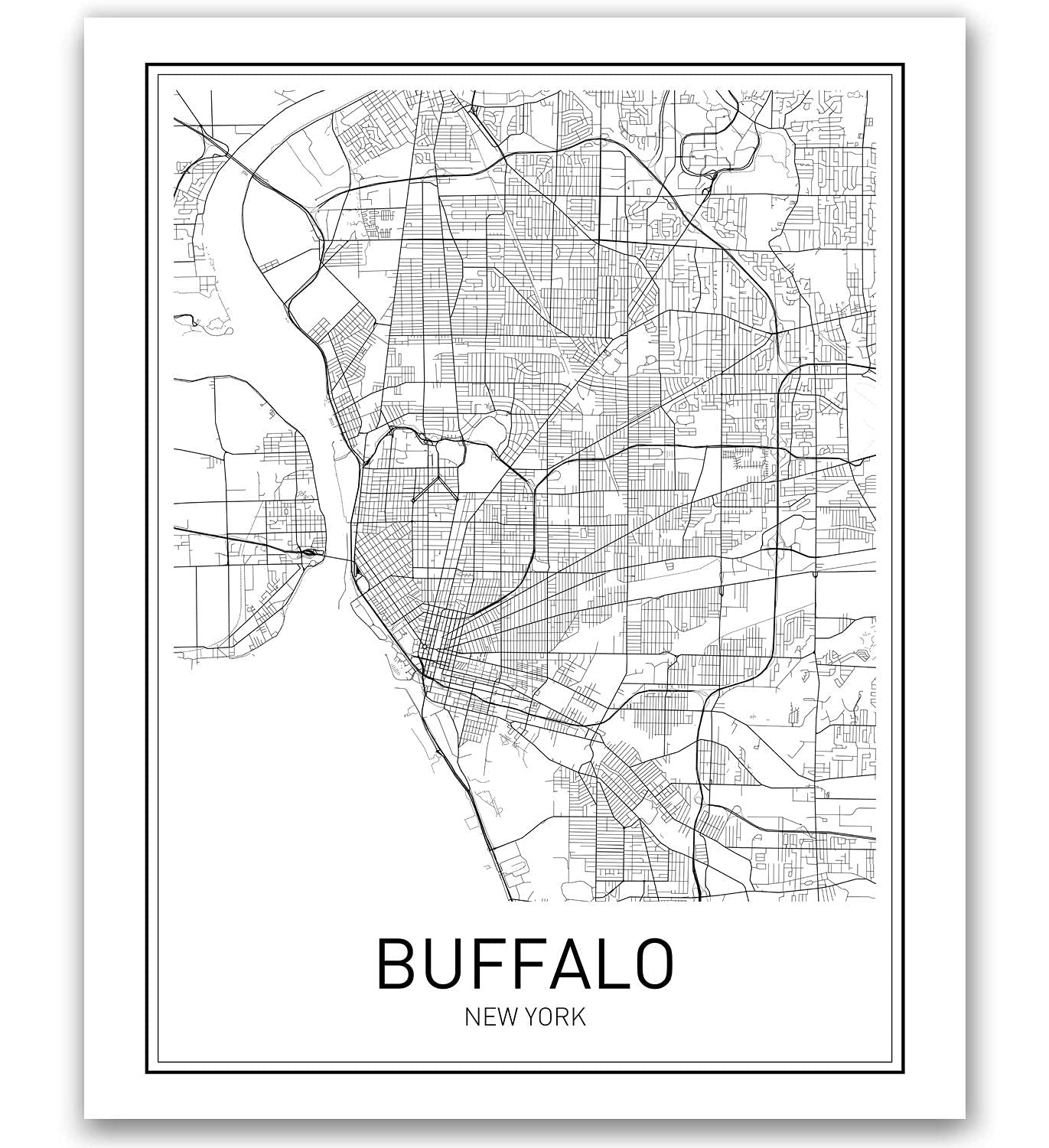 Amazon.com: Buffalo Poster Map of Buffalo Minimalist Poster Buffalo Art ...