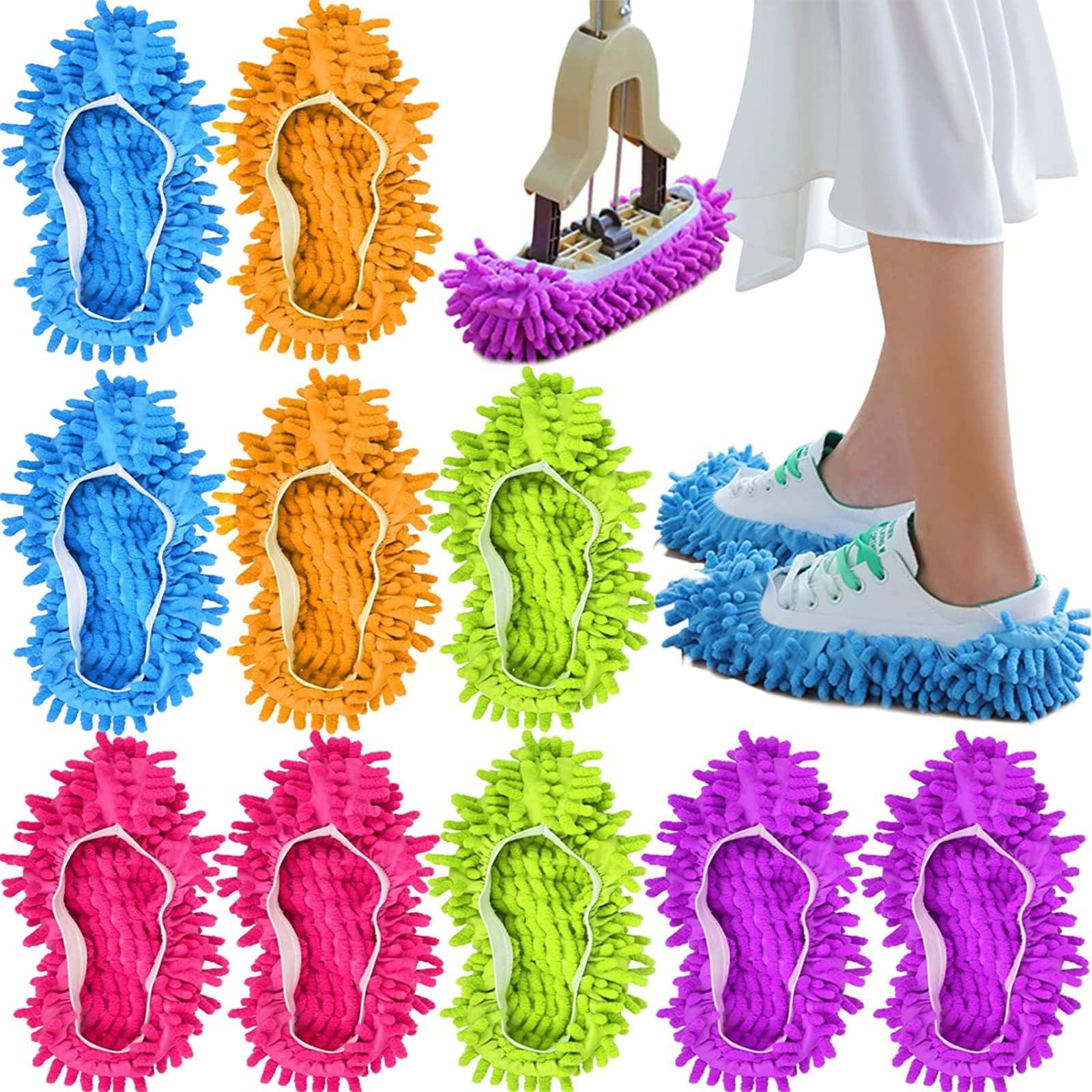 Amazon.com: Tamicy Mop Slippers Shoes 5 Pairs (10 Pieces) - Microfiber ...