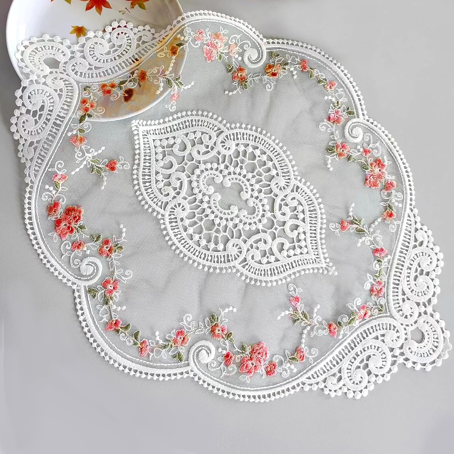 Amazon.com: 2 Pcs Doilies for Tables Lace Placemat Vintage Oval French ...