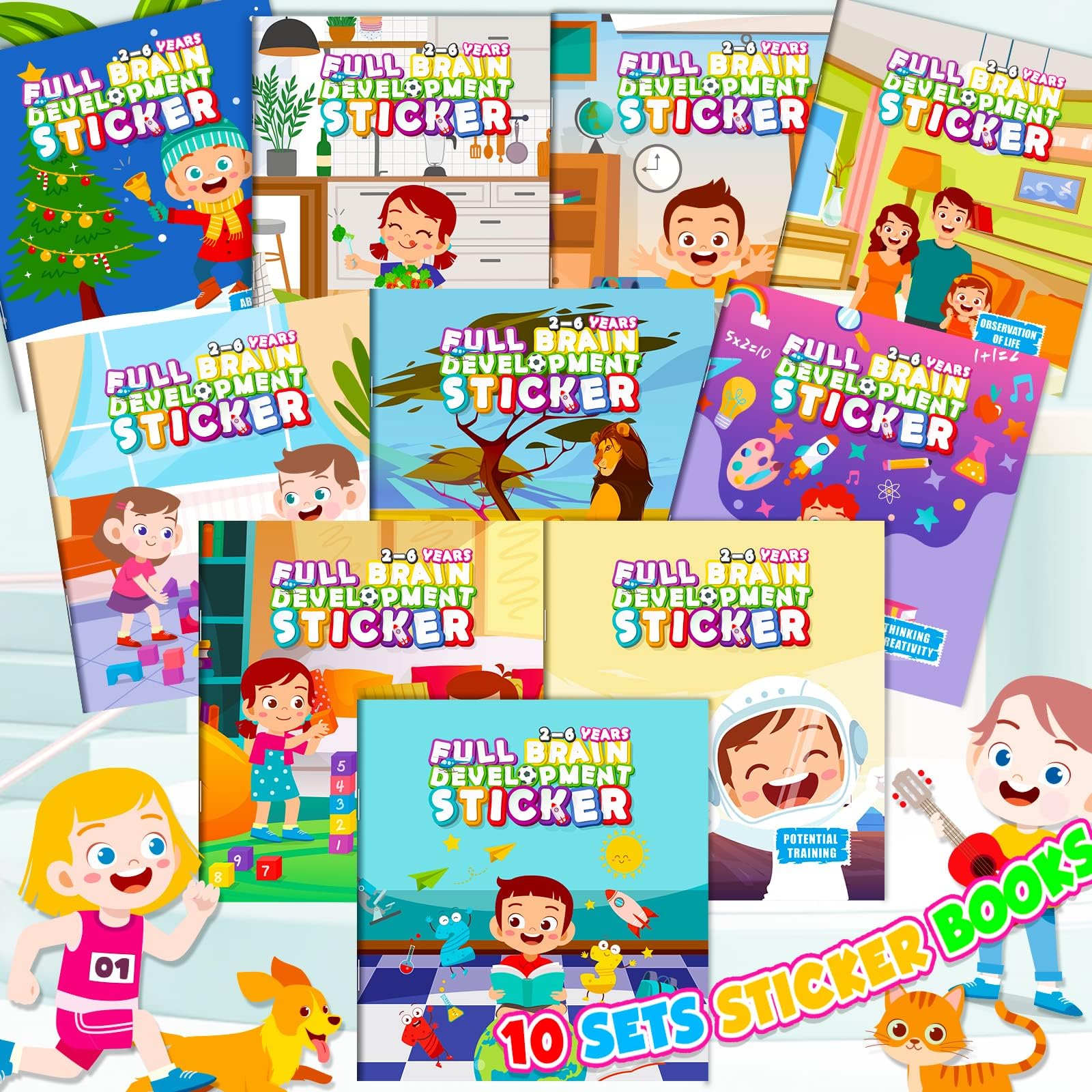Amazon.com: 10 Sets Sticker Books for Kids 2-4, Restickable Sticker ...