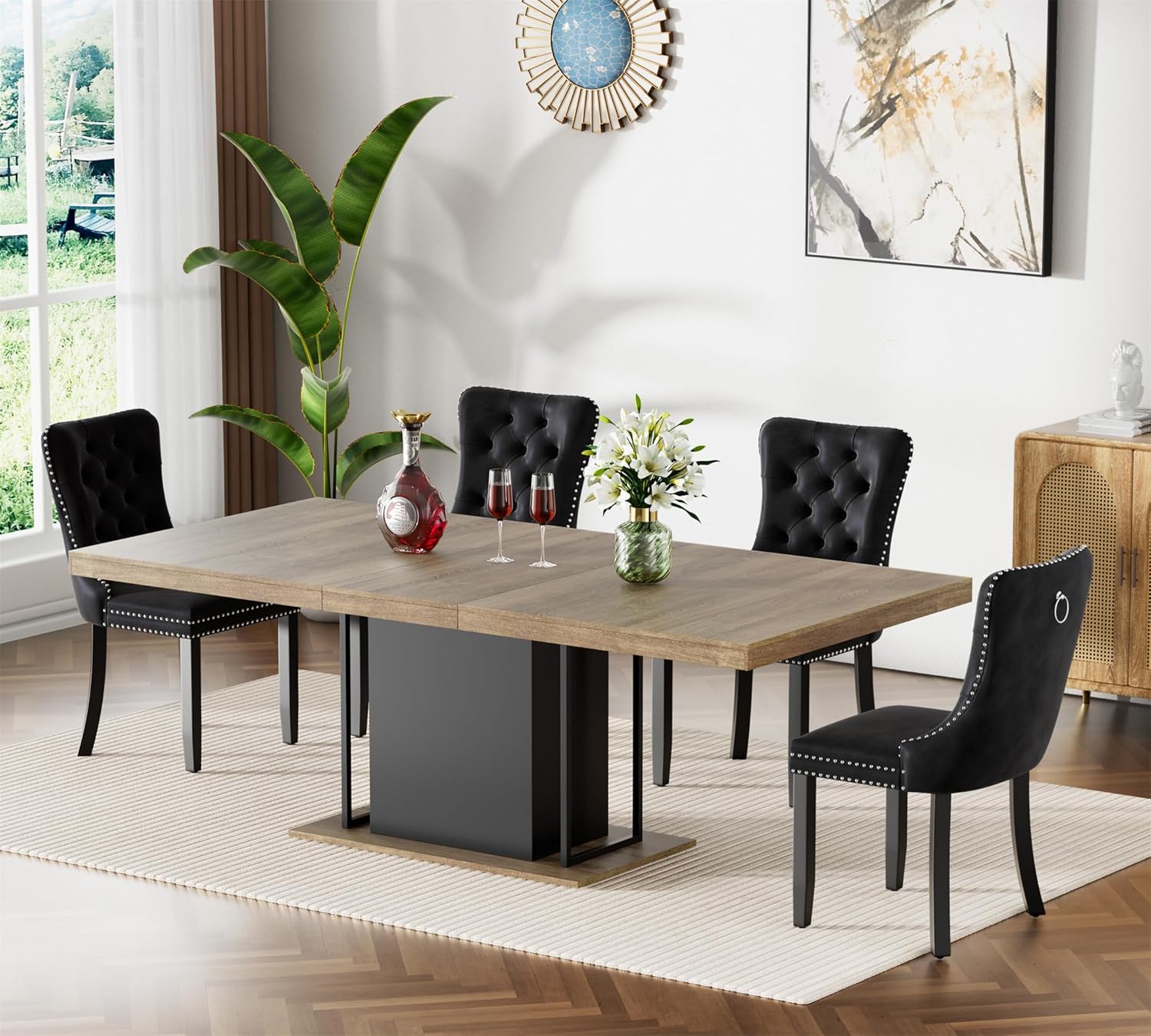 Amazon.com - MELAABUU Modern 5-Piece Extendable Dining Table Set for 4 ...