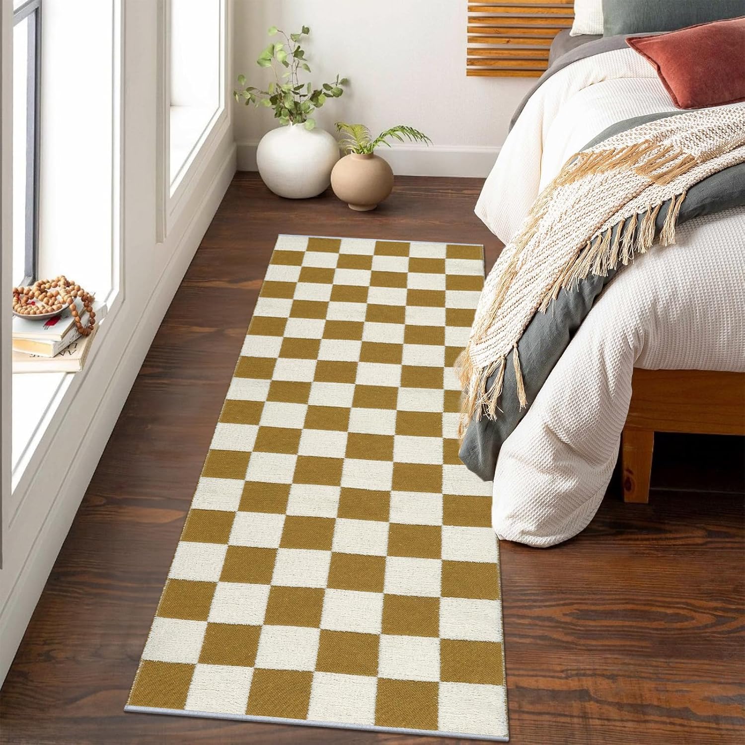Amazon.com: Tiveney Checkered Runner Rug 2x6 ft, Soft Tufted Farmhouse ...