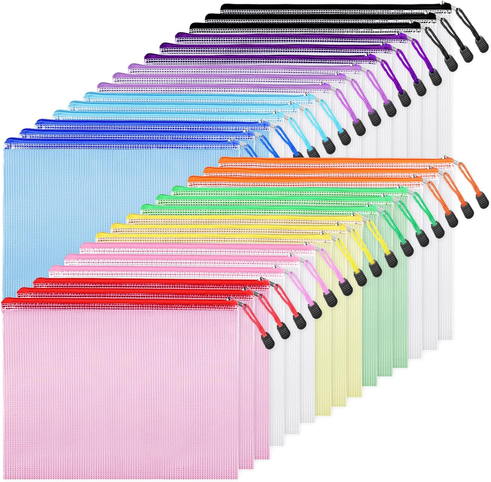 Amazon.com: EOOUT 24pcs Mesh Zipper Pouch Bags, A4 Zipper Bags for ...