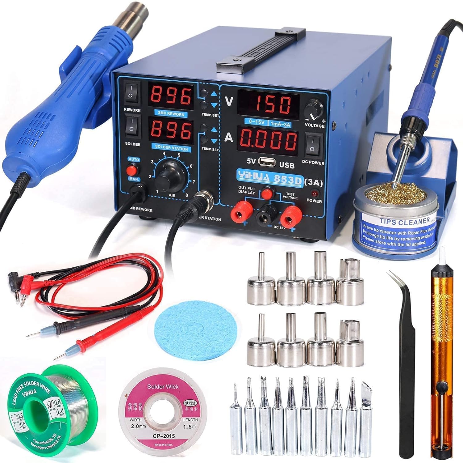 Arduino Nano YIHUA 853D 3-in-1 Soldering Station - 60W Iron, Hot Air ...