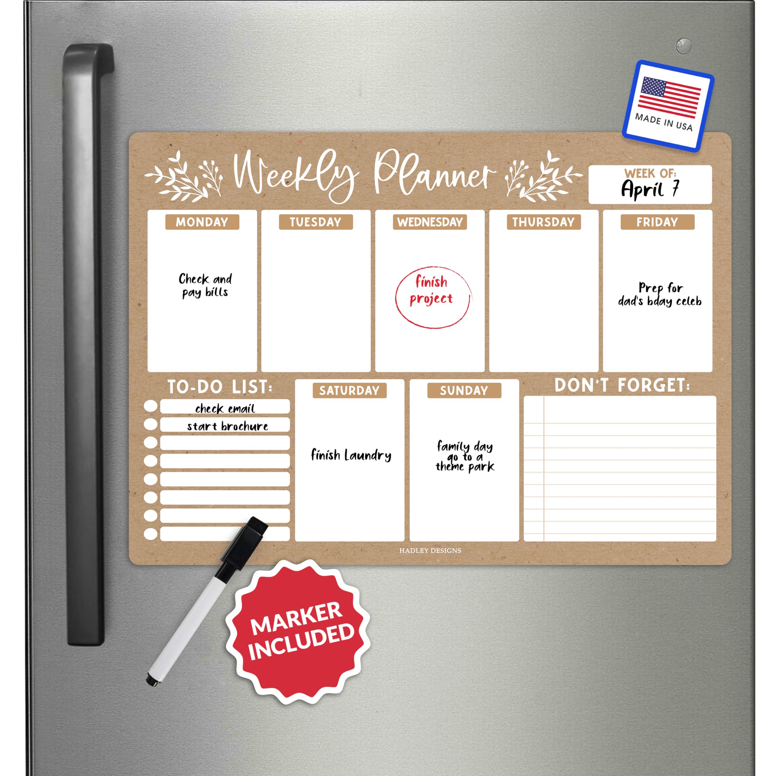 Amazon.com : Magnetic Weekly Planner for Fridge – Dry Erase Weekly ...