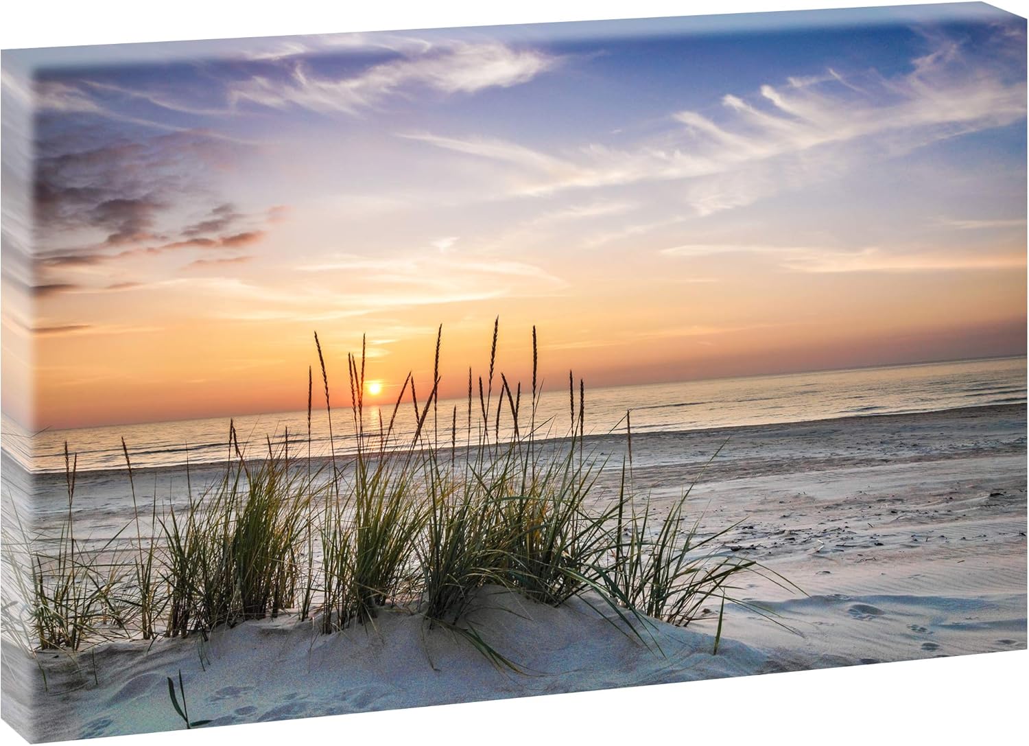 Amazon.de: Querfarben Bild auf Leinwand Landschaftsmotiv Sonnenuntergang am Meer, Wandbild ...