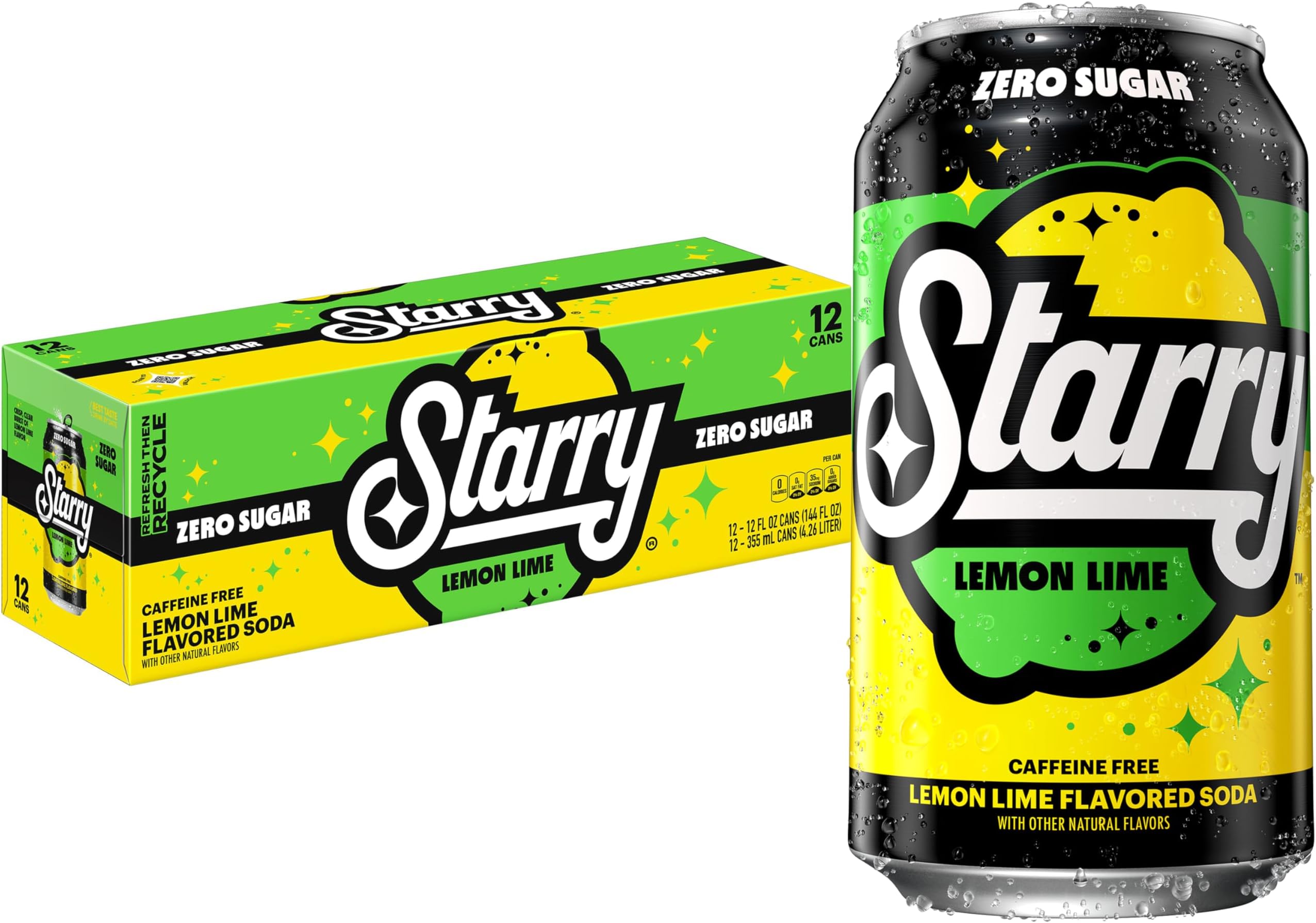 Amazon.com: Starry Zero Sugar Lemon Lime Soda, 12 Fl Oz Cans (Pack of 12)