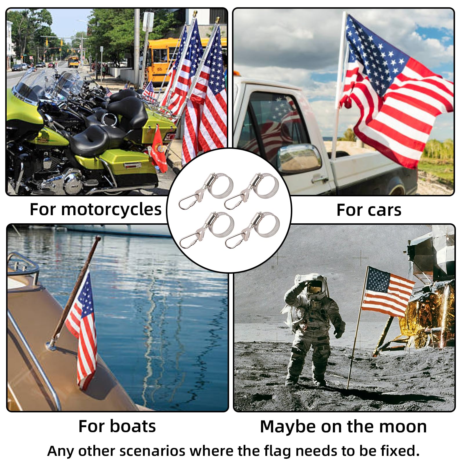 Snapklik.com : Lcusepu Flag Clips For Flagpole, Stainless Steel ...