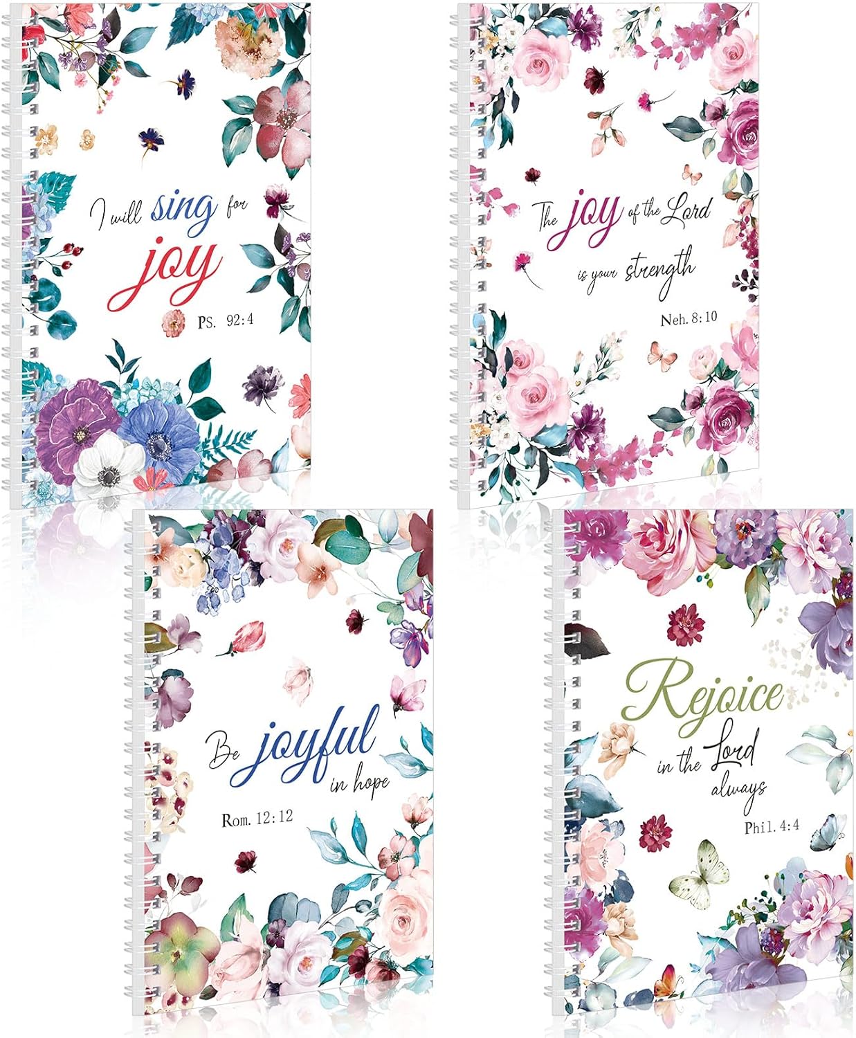 Amazon.com : Resurhang 4 Pcs Floral Christian Spiral Notebooks A5 ...