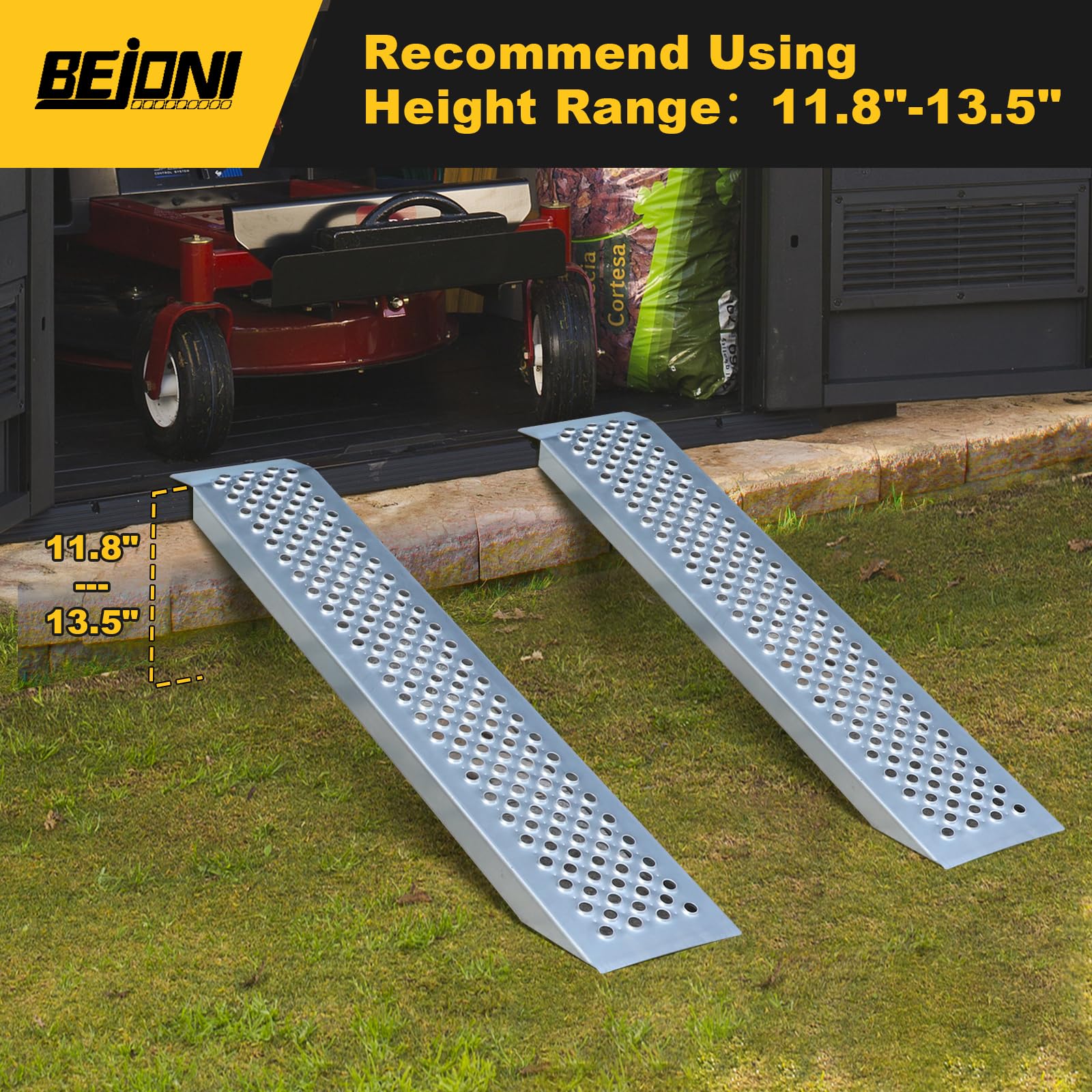 Snapklik.com : 47" Shed Ramp, 1300 Lbs Capacity Lawnmower Ramps For ...