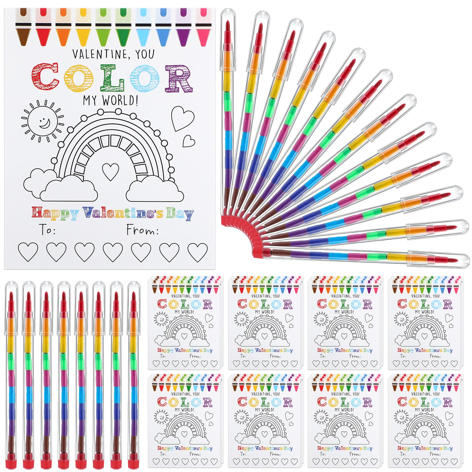 Stackable Crayons 24 Valentine's Day Kids Craft Kits - DIY Coloring ...