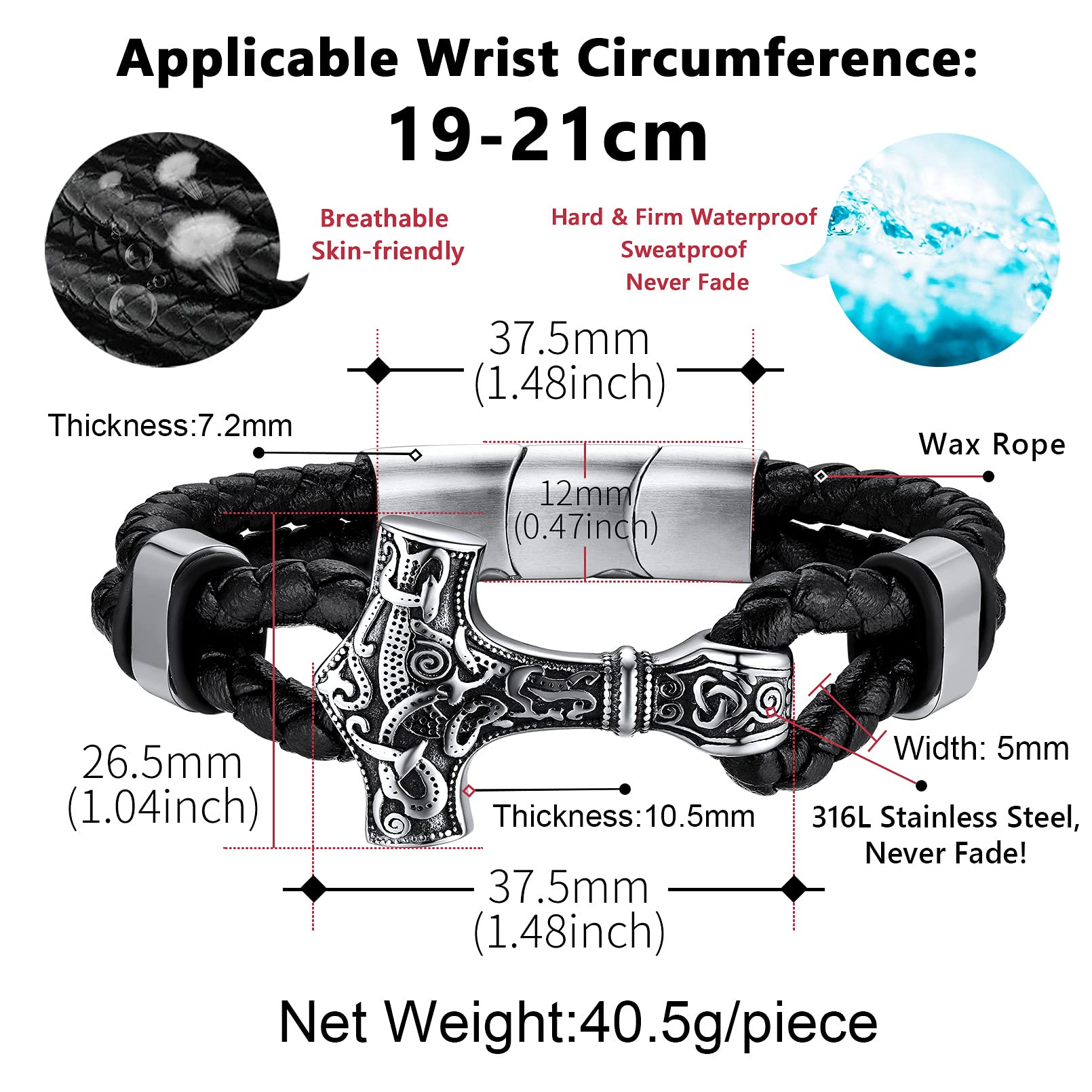 Snapklik.com : FaithHeart Norse Viking Thor Hammer Cuff Leather ...