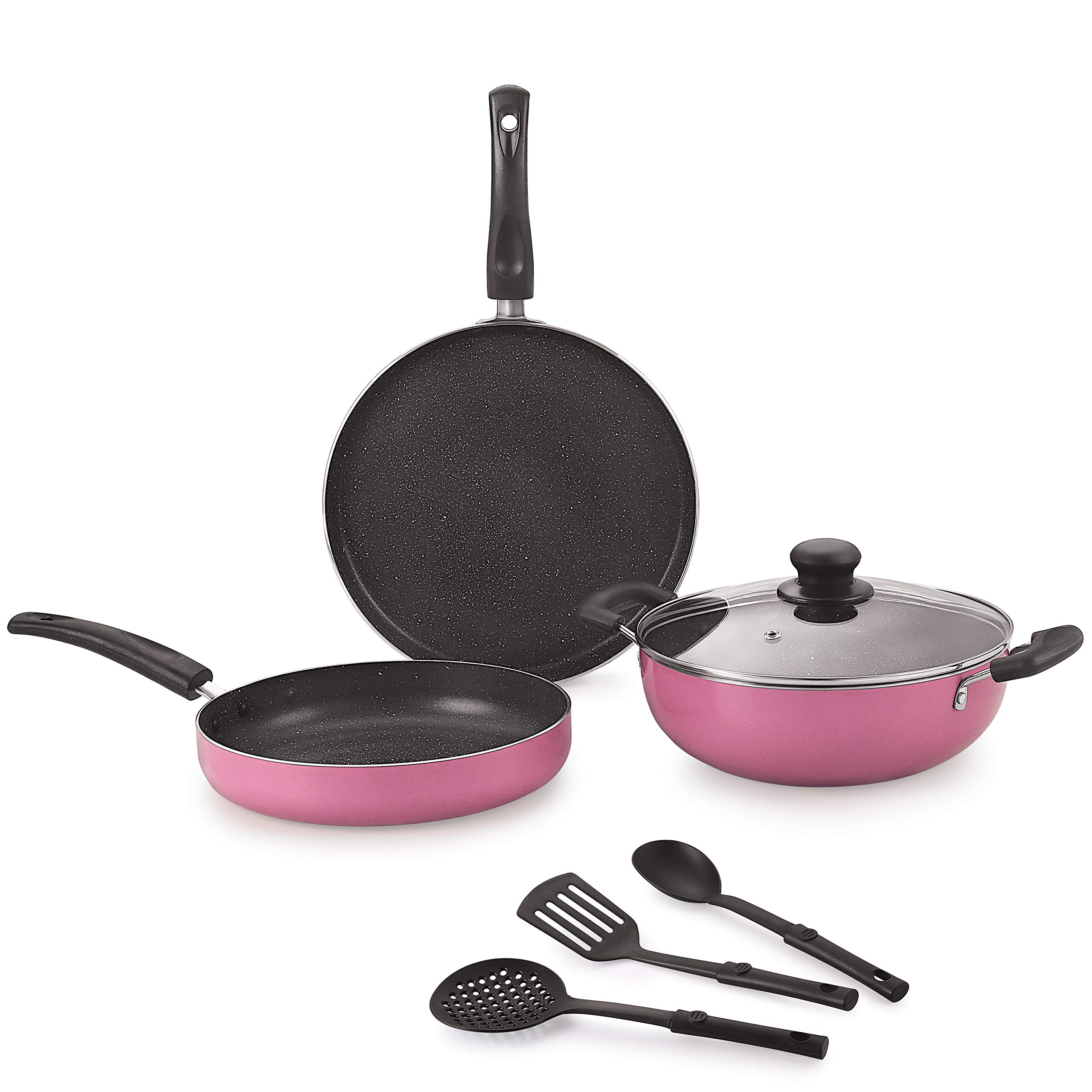 Buy NIRLON Orchid Granite Non Stick Aluminium Cookware Gift Set of Flat ...