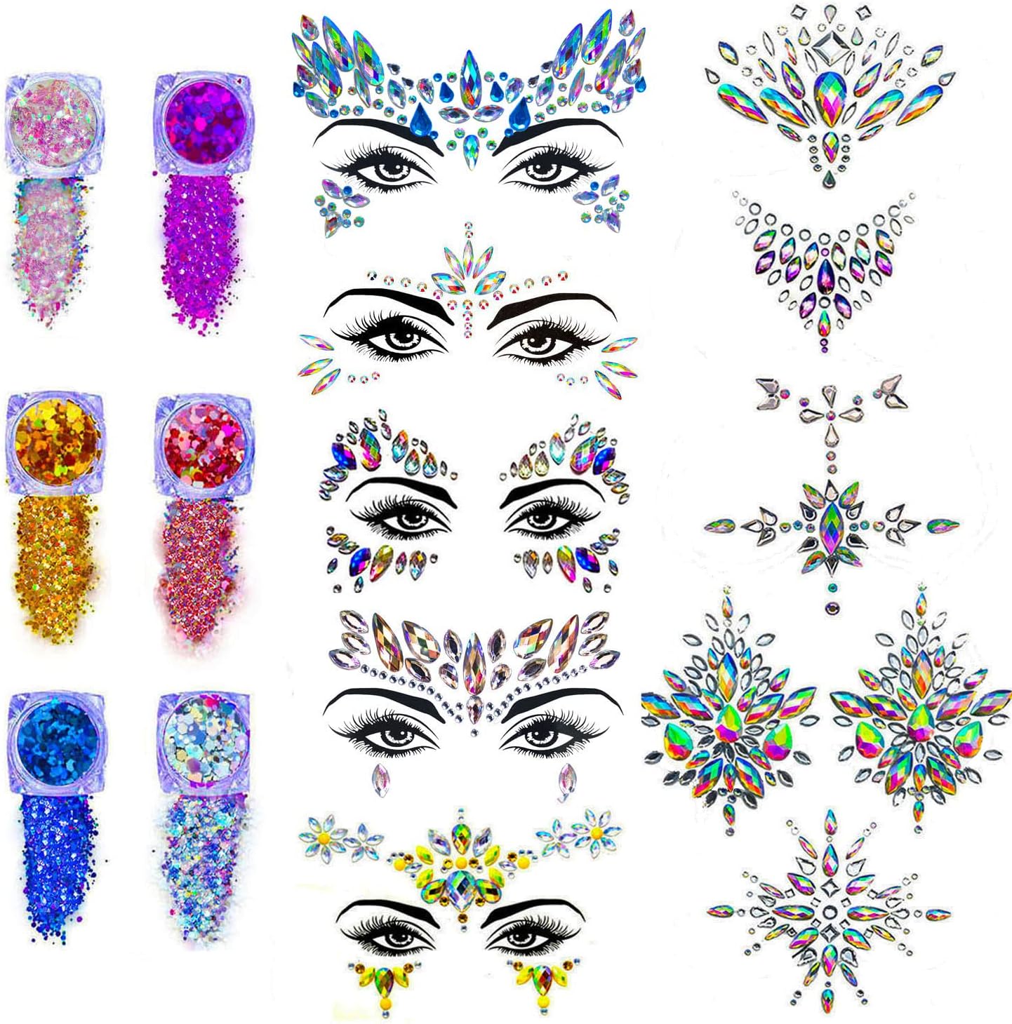 Amazon.com : Face Body Gems Jewels Stickers,Body Jewels Stickers Stick ...