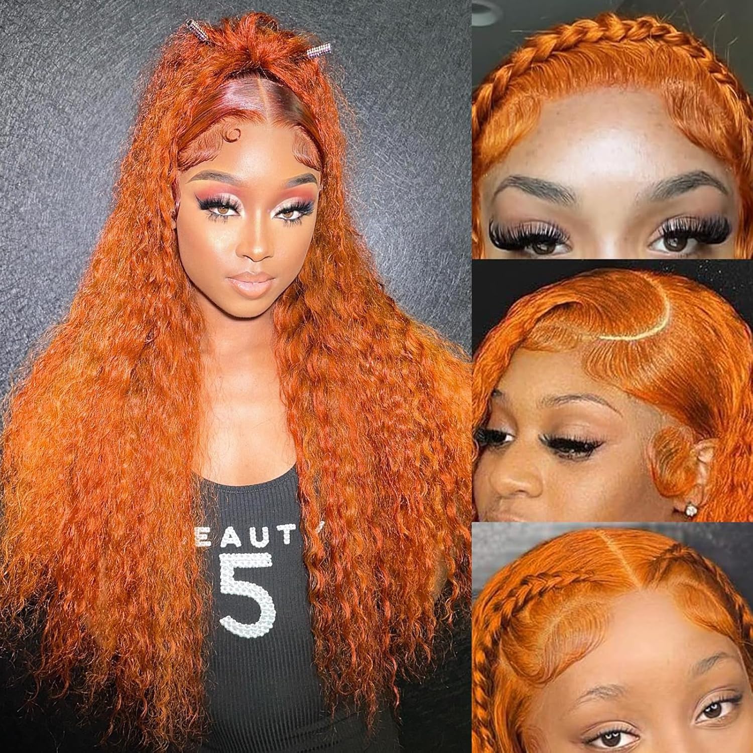 Amazon.com : ZLIKE 28inch Ginger Orange Wig Hd Lace Frontal Wig 13x6 ...