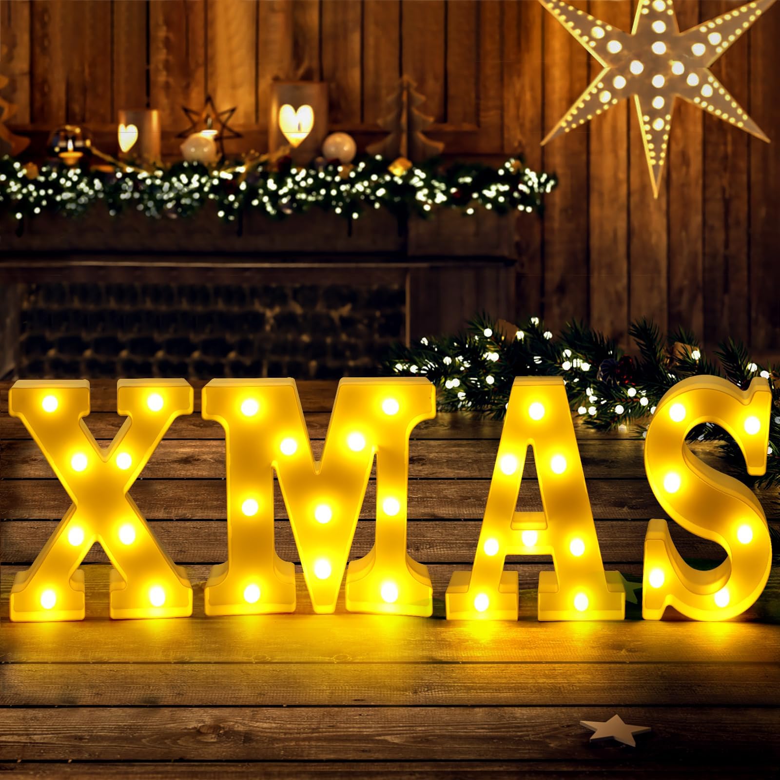 Amazon.com: MERRY CHRISTMAS Letters LED Light Up Sign Decorations,14 ...