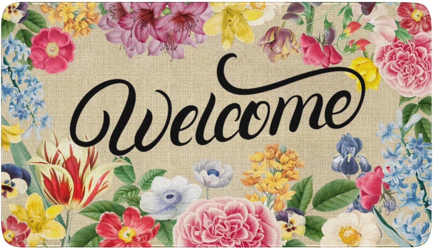 Amazon.com: Ghroiep Spring Floral Decor Welcome Entrance Door Mat ...