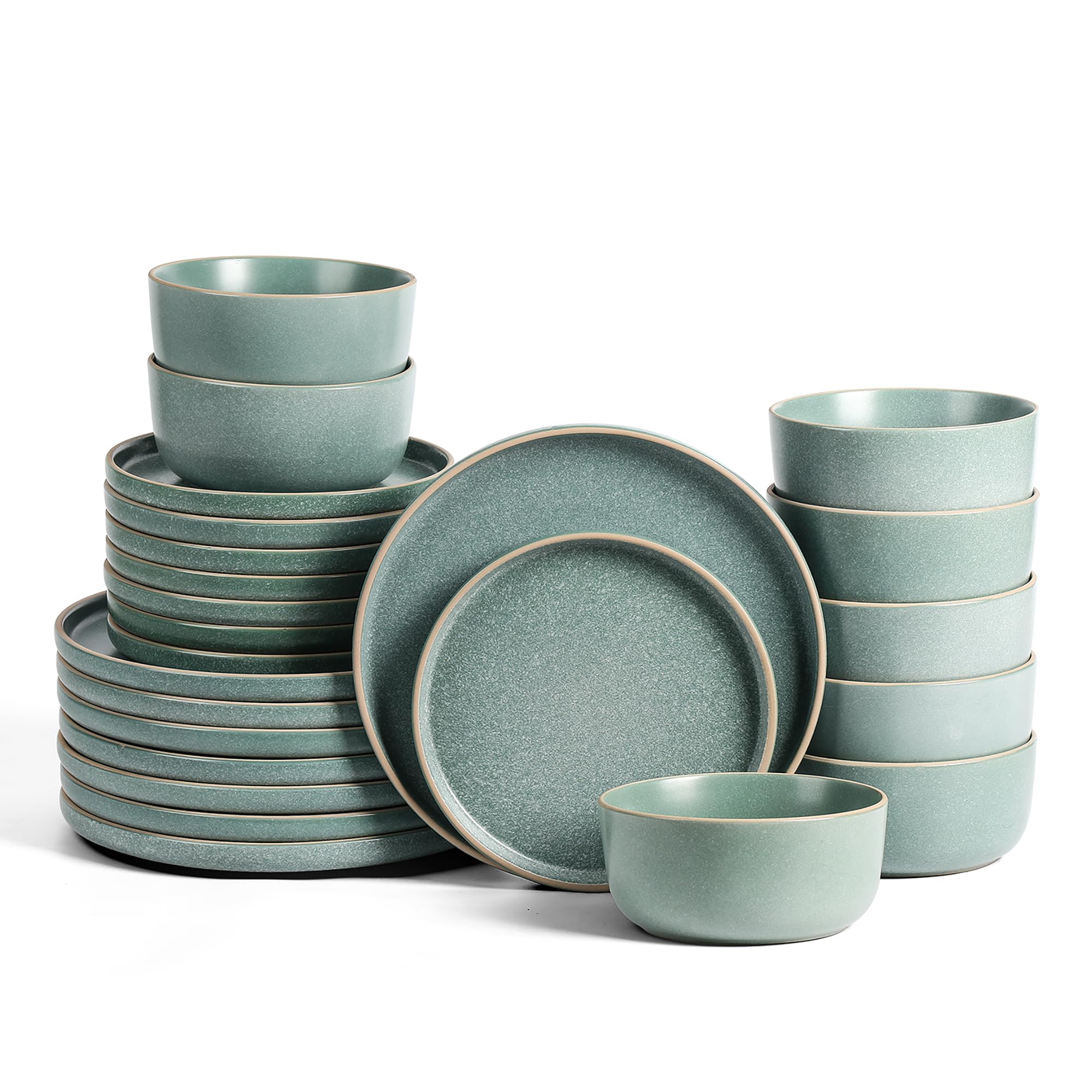 Amazon.com | Earth & Clay Amber 24-Piece Dinnerware Set Stoneware ...