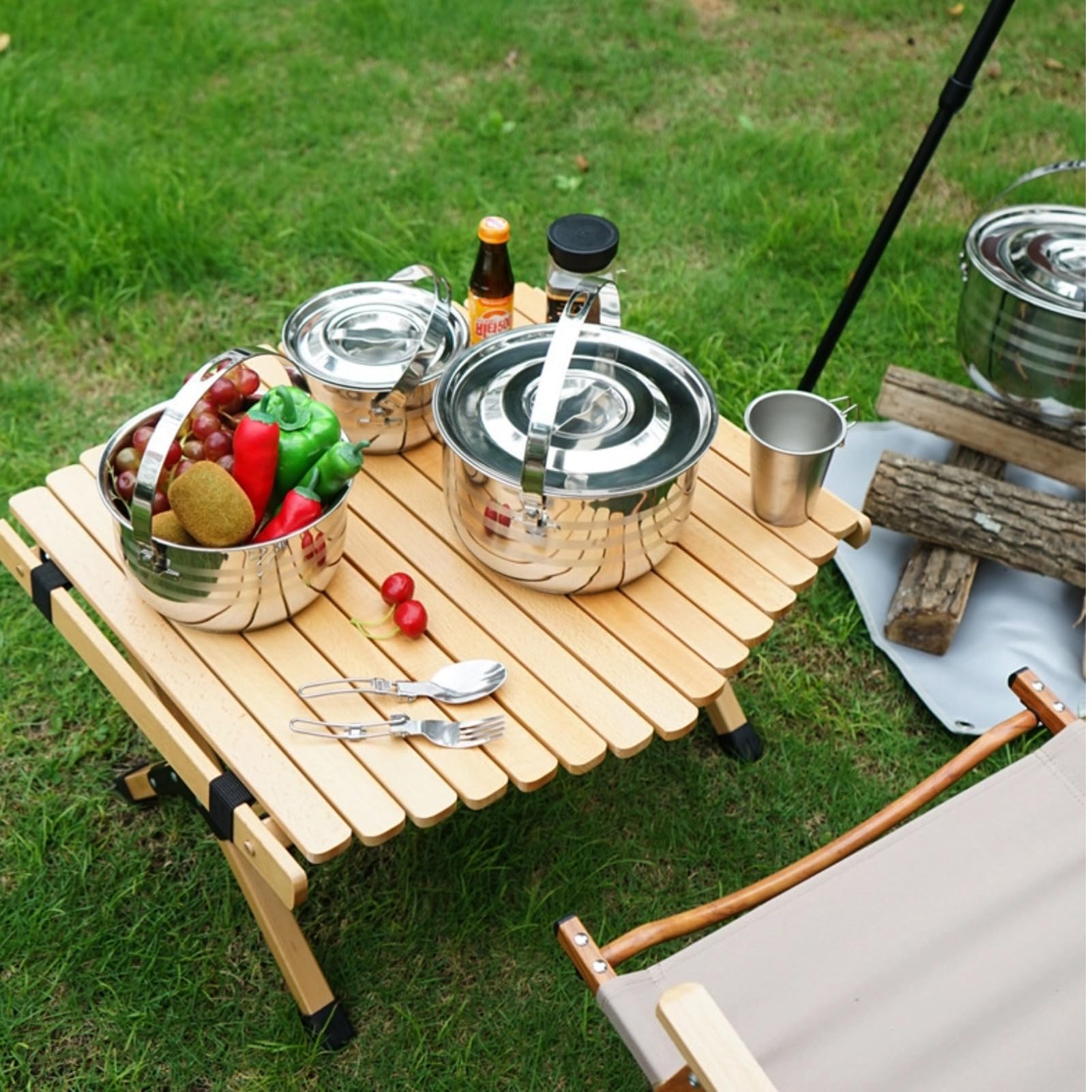 Snapklik.com : Camping Cookware Set 4 Pack, Stainless Steel Campfire ...