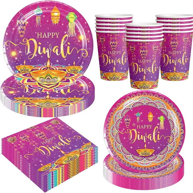 Amazon.com | Diwali Party Supplies,Happy Diwali Party Decorations Paper ...