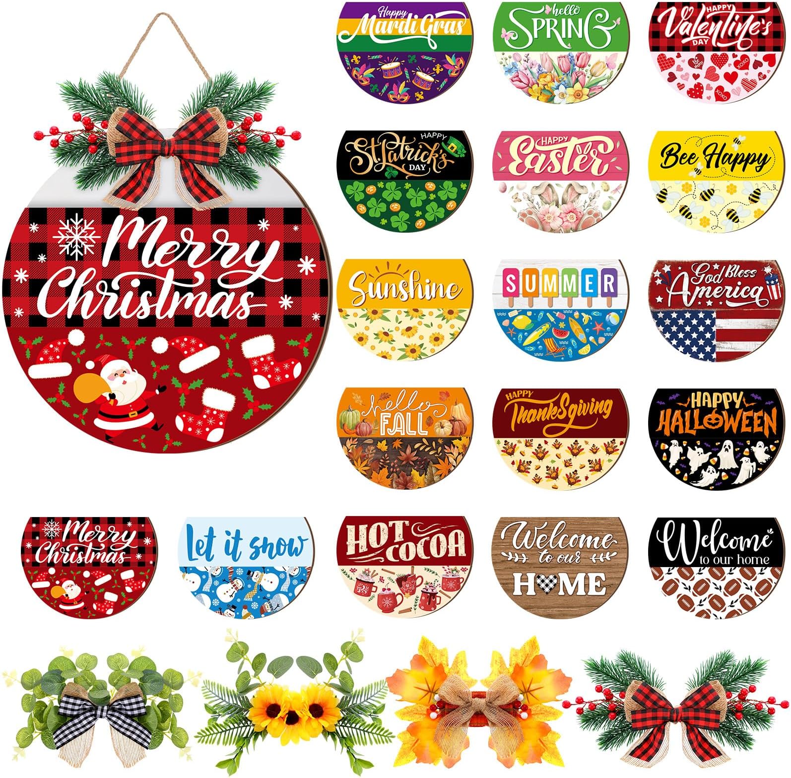 Amazon.com: CHIJIRE Welcome Sign Front for Door Decoration, 12 in Round ...