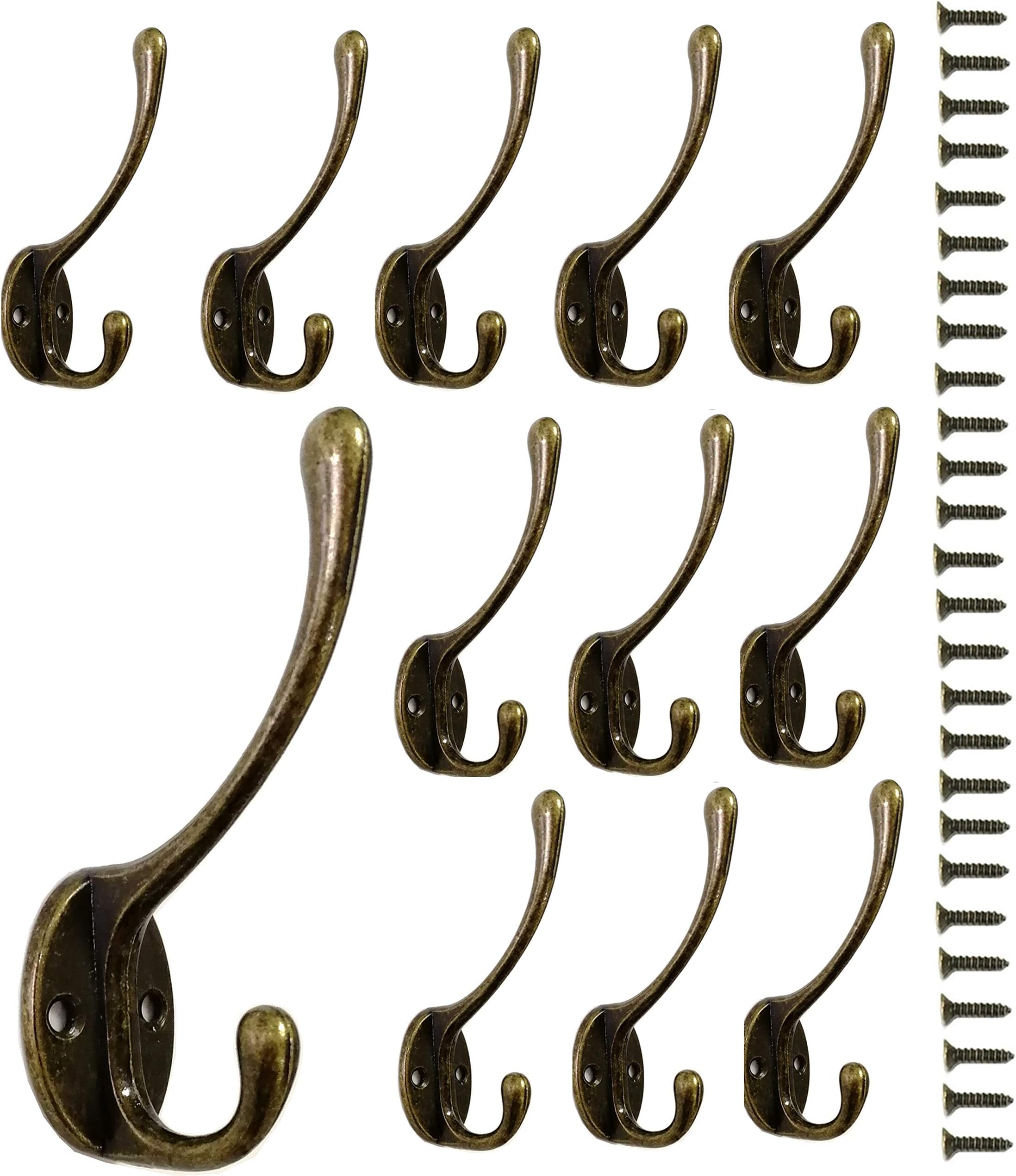 Amazon.com: 12 Pack Dual Coat Hooks Wall Mounted Metal Hooks Utility ...