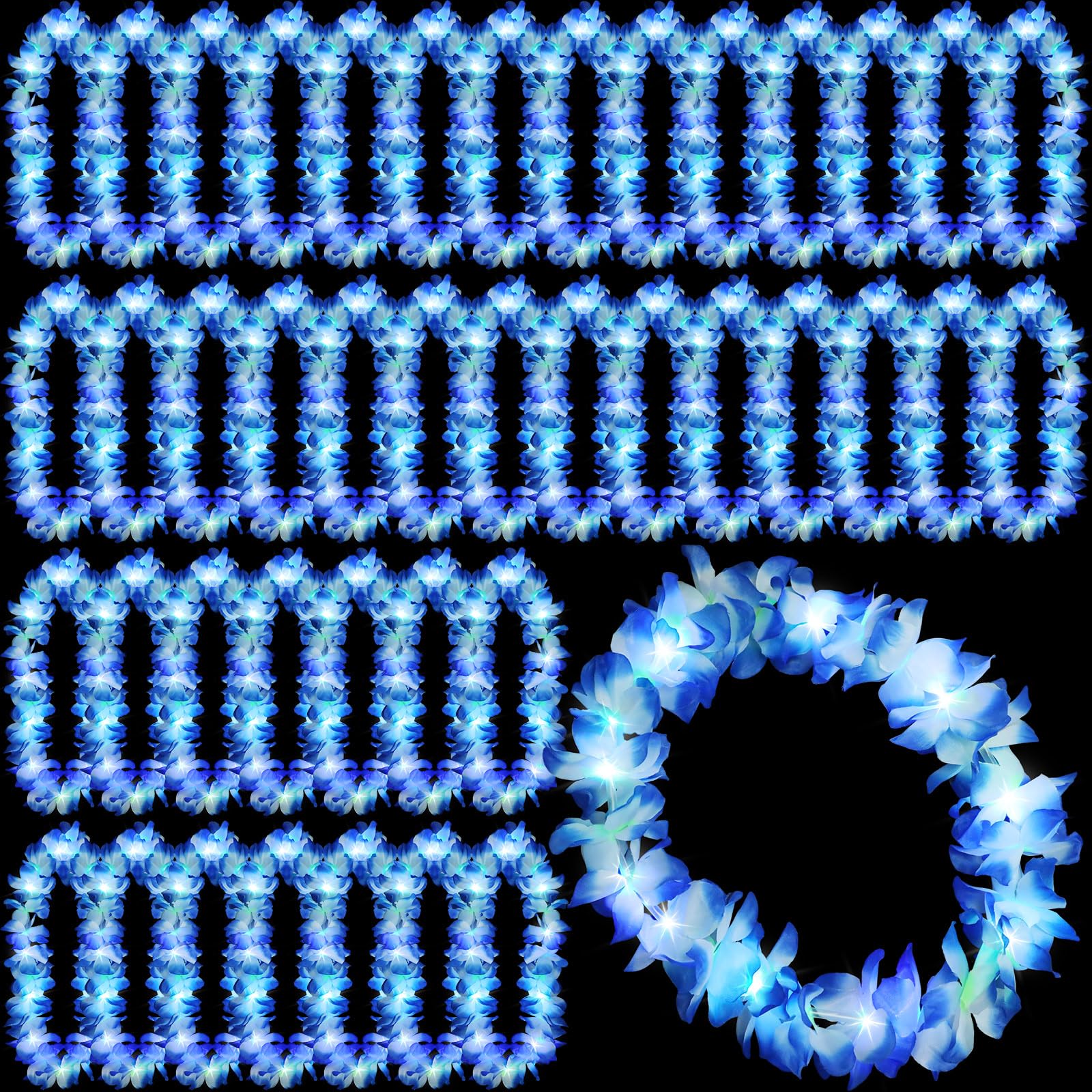 Amazon.com: Sherr 24 Pcs LED Leis Light Up Wedding Hawaiian Leis Flower ...