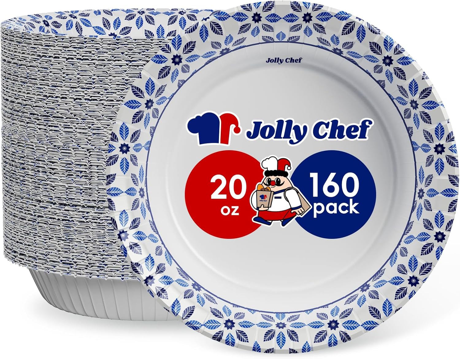 Amazon.com: JOLLY CHEF 160 Count Paper Bowls 20 oz Soak Proof, Heavy ...
