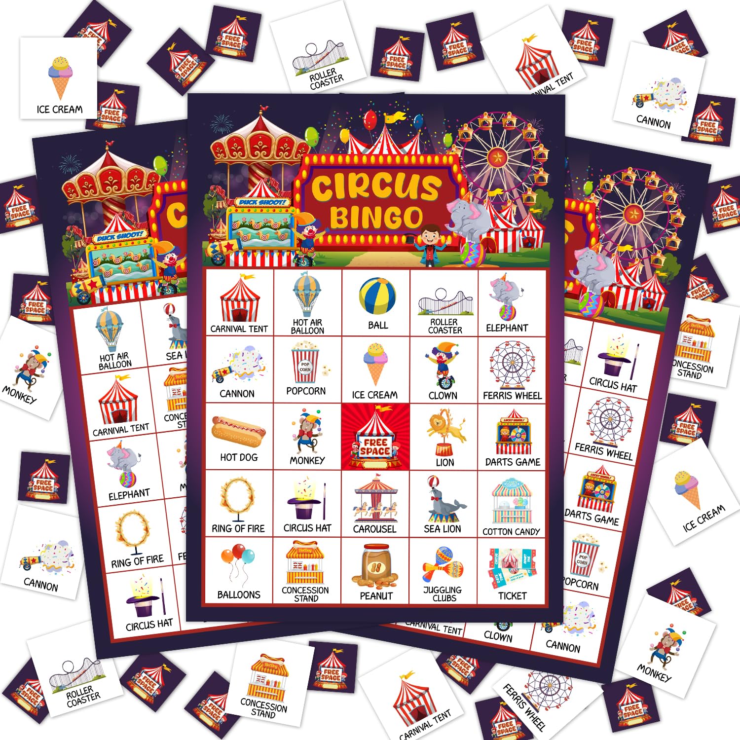 Amazon.com: Circus Bingo Cards Game, Bingo Game for Adults Family ...