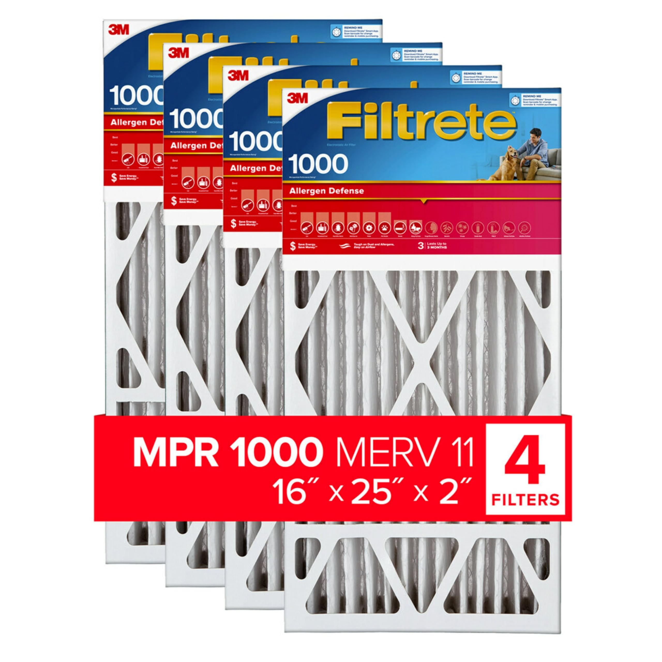 Amazon.com: Filtrete 16x25x2, AC Furnace Air Filter, MPR 1000, Micro ...