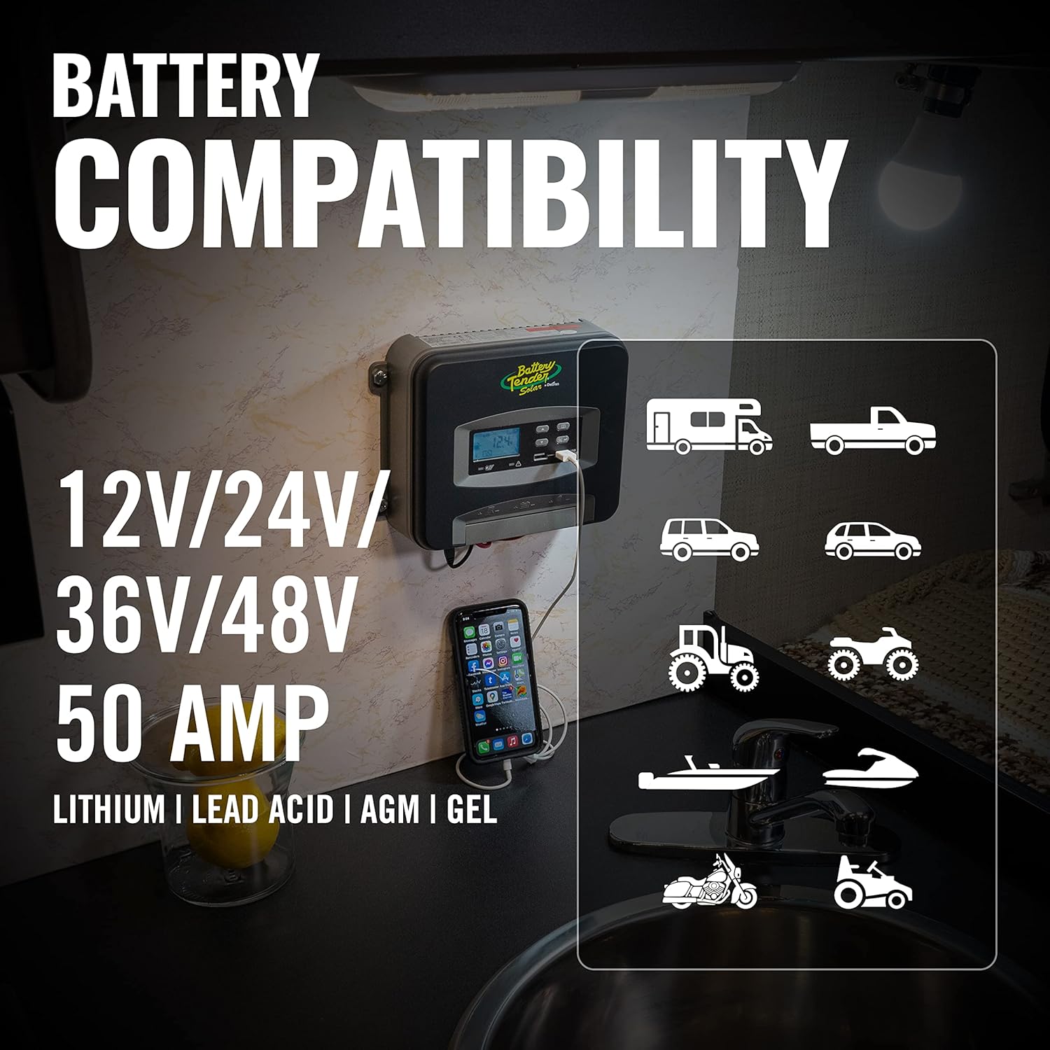 Battery Tender 50A PWM Solar Panel Controller for Philippines | Ubuy