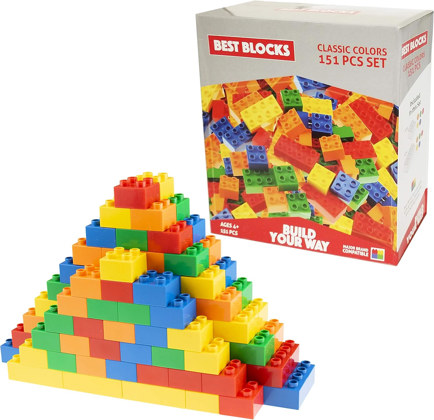Amazon.com: Best Blocks Big Blocks Set - Classic Colors, 151 Pieces Set ...