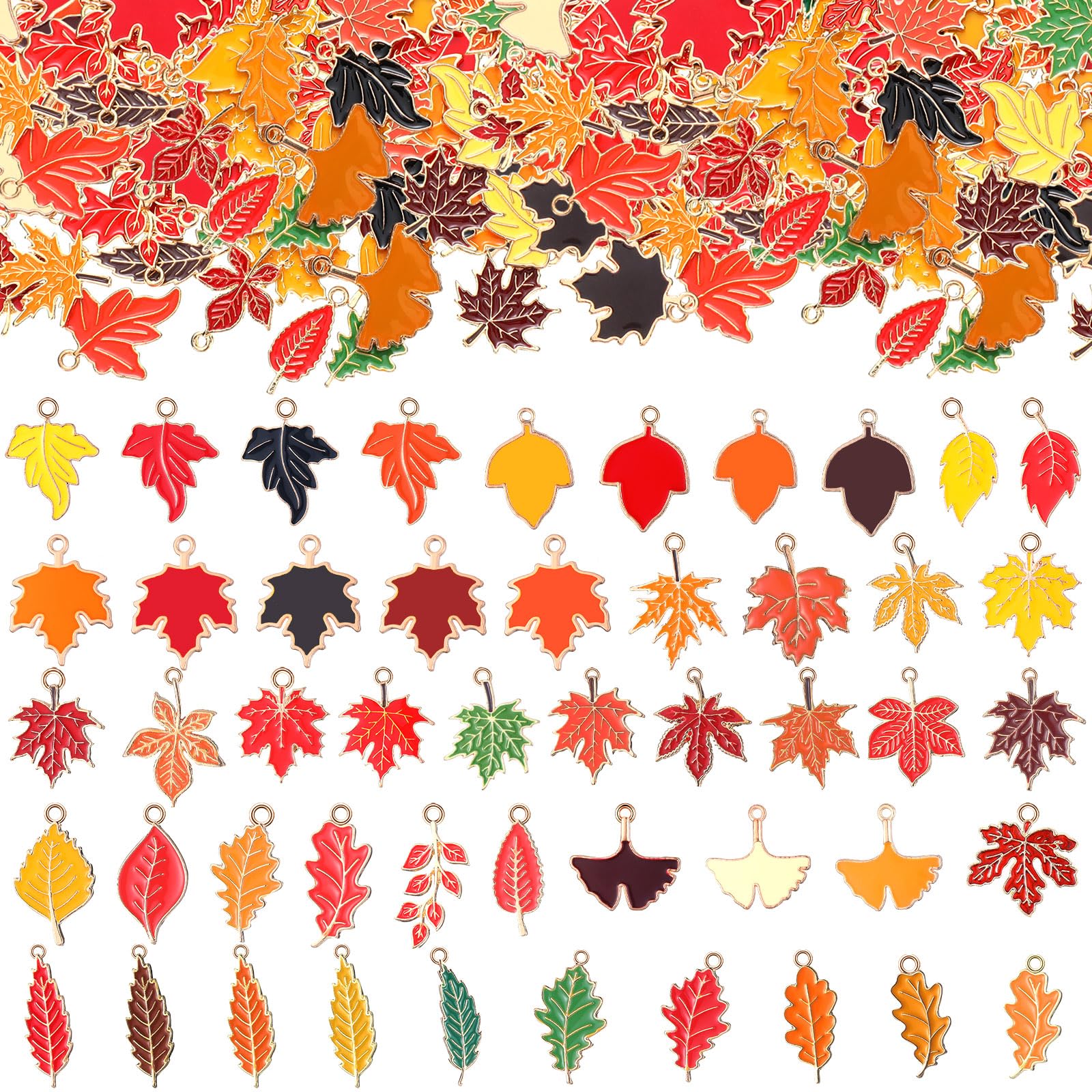 Amazon.com: Cunno 150 Pcs Fall Charms for Jewelry Making Maple Leaf ...