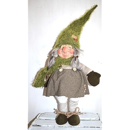 Amazon.de: Deko Figur Wichtel Gnom Zwerg grün Frau XXL, Textil 85cm ...