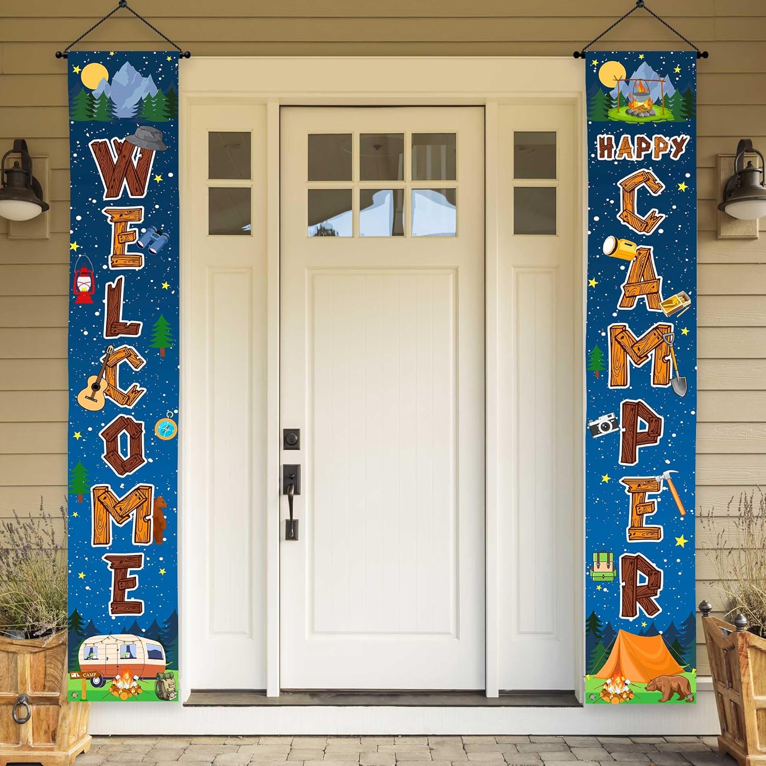Amazon.com : Lofaris Camper Party Banner Decorations Welcome Porch Sign ...