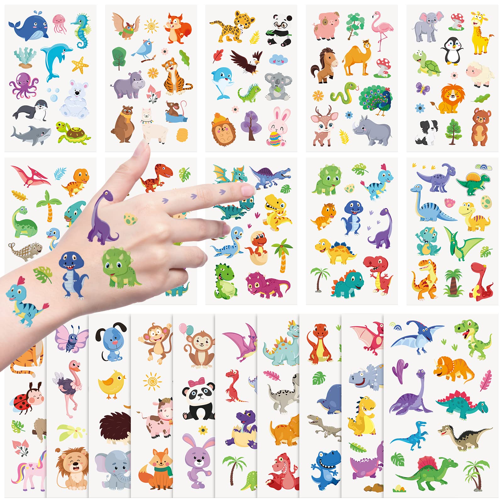 Buy FRCOLOR 40 Sheets Waterproof Cartoon Tattoos Stickers Jungle ...