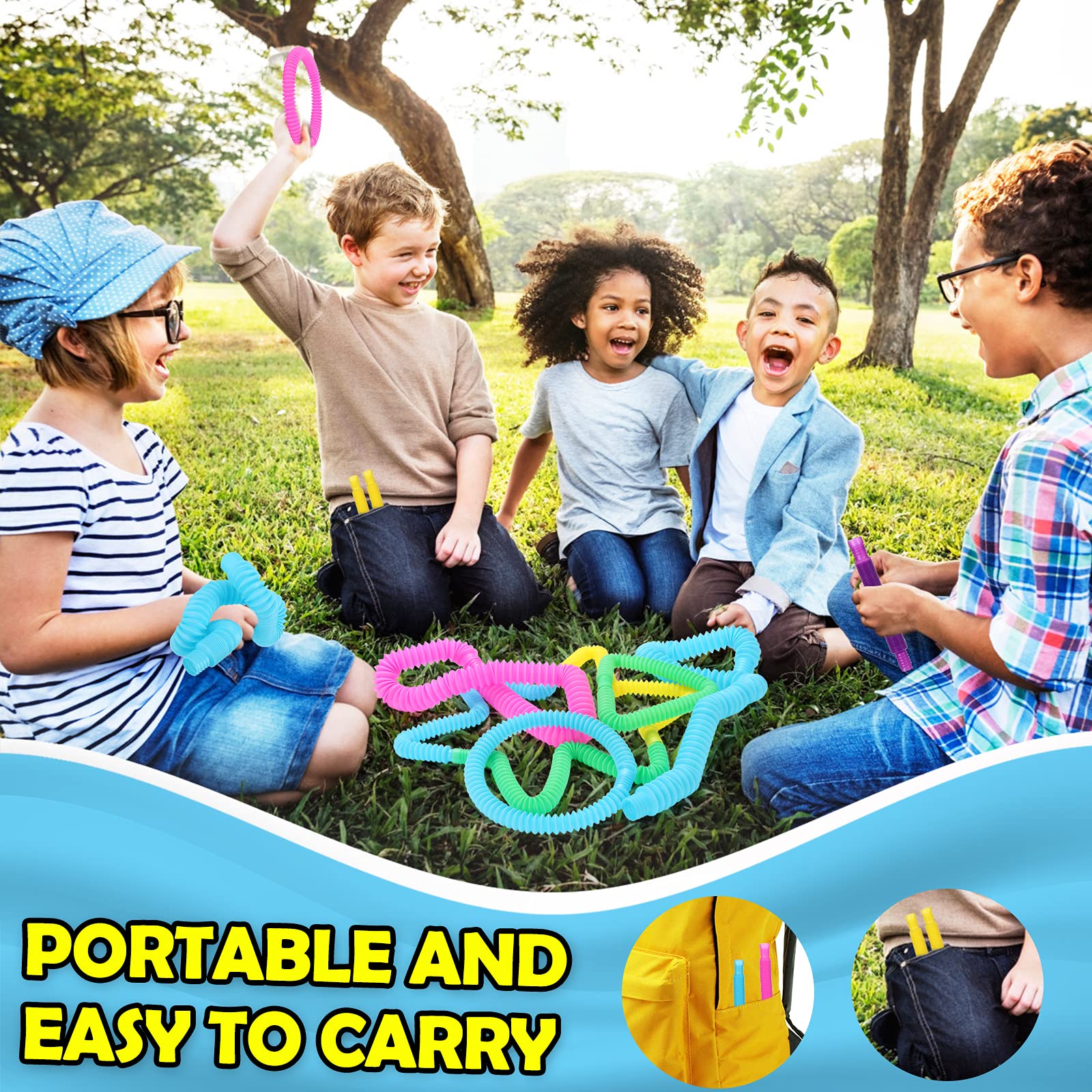 Buy Jumbo & Mini Pop Tubes Fidget Toy, FunKidz 21Pack Giant Kids ...