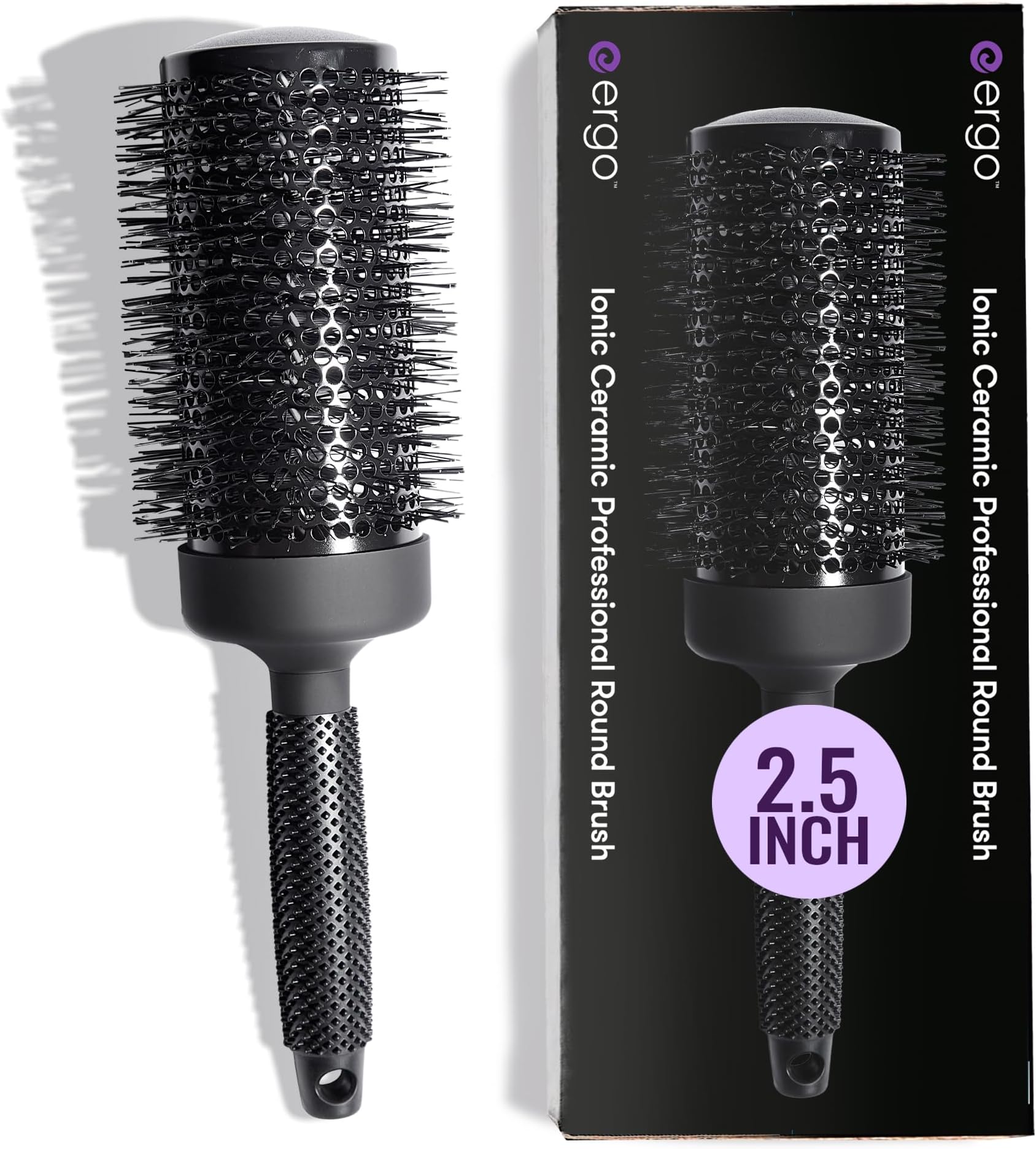 Amazon.com : Ergo Ceramic Ionic Round Brush for Blow Out - Salon Quality Hair Brushes for Women ...