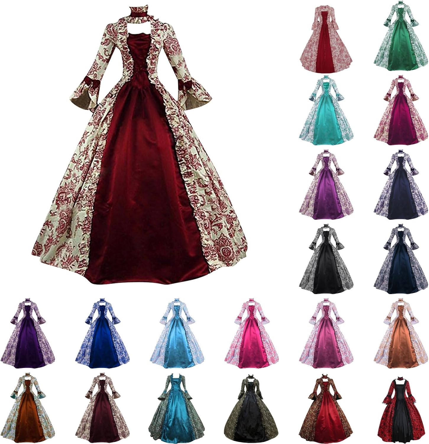Amazon.com: Corset Victorian Dresses For Women 1700s Lace Up ...
