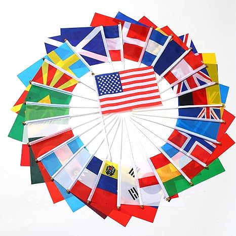 Amazon.com : 100 Countries Flags,International Country Stick Flag Small ...
