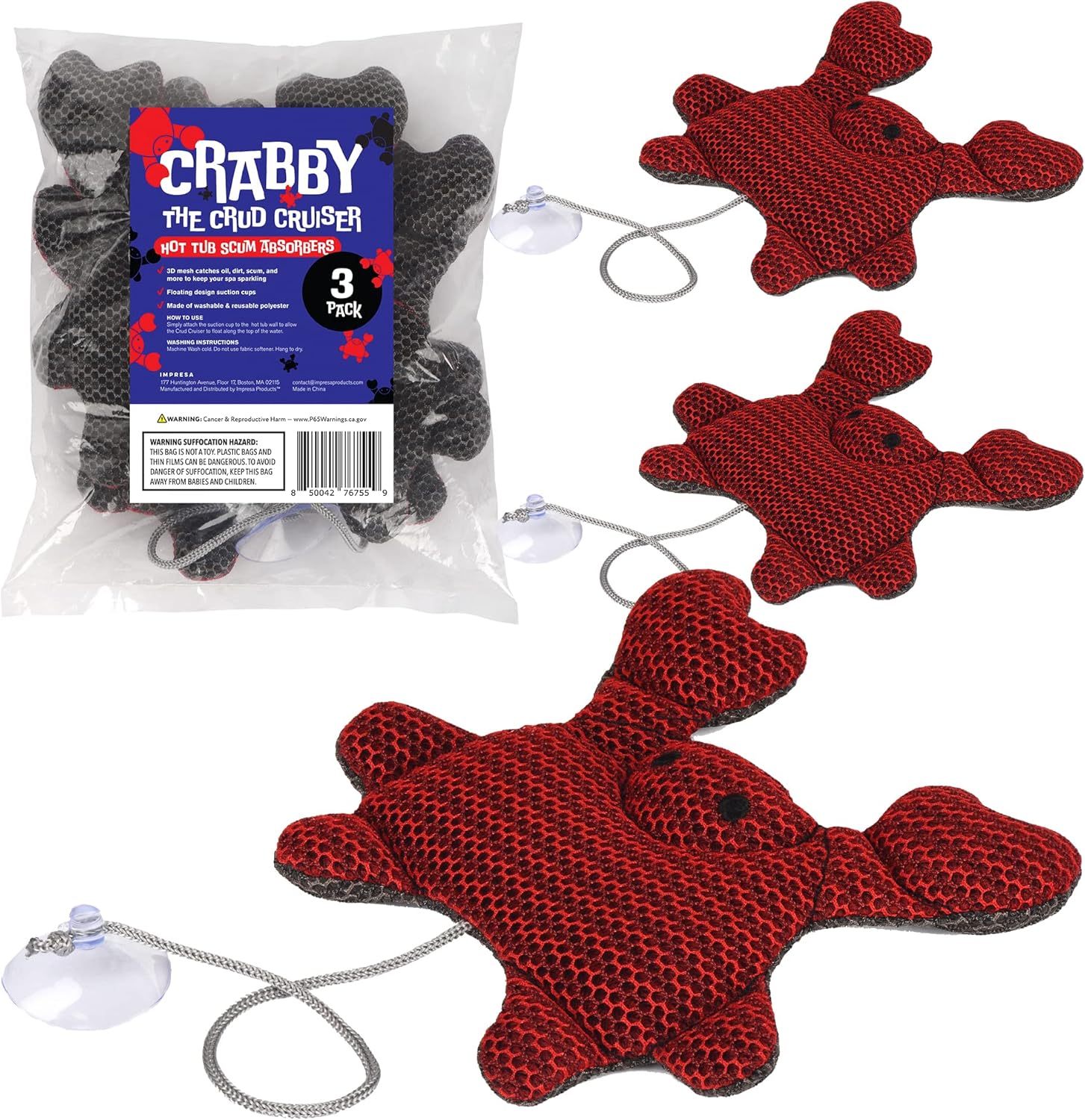 Amazon.com: [3 Pack] Crabby The Crud Cruiser - Floating Hot Tub Sponge ...