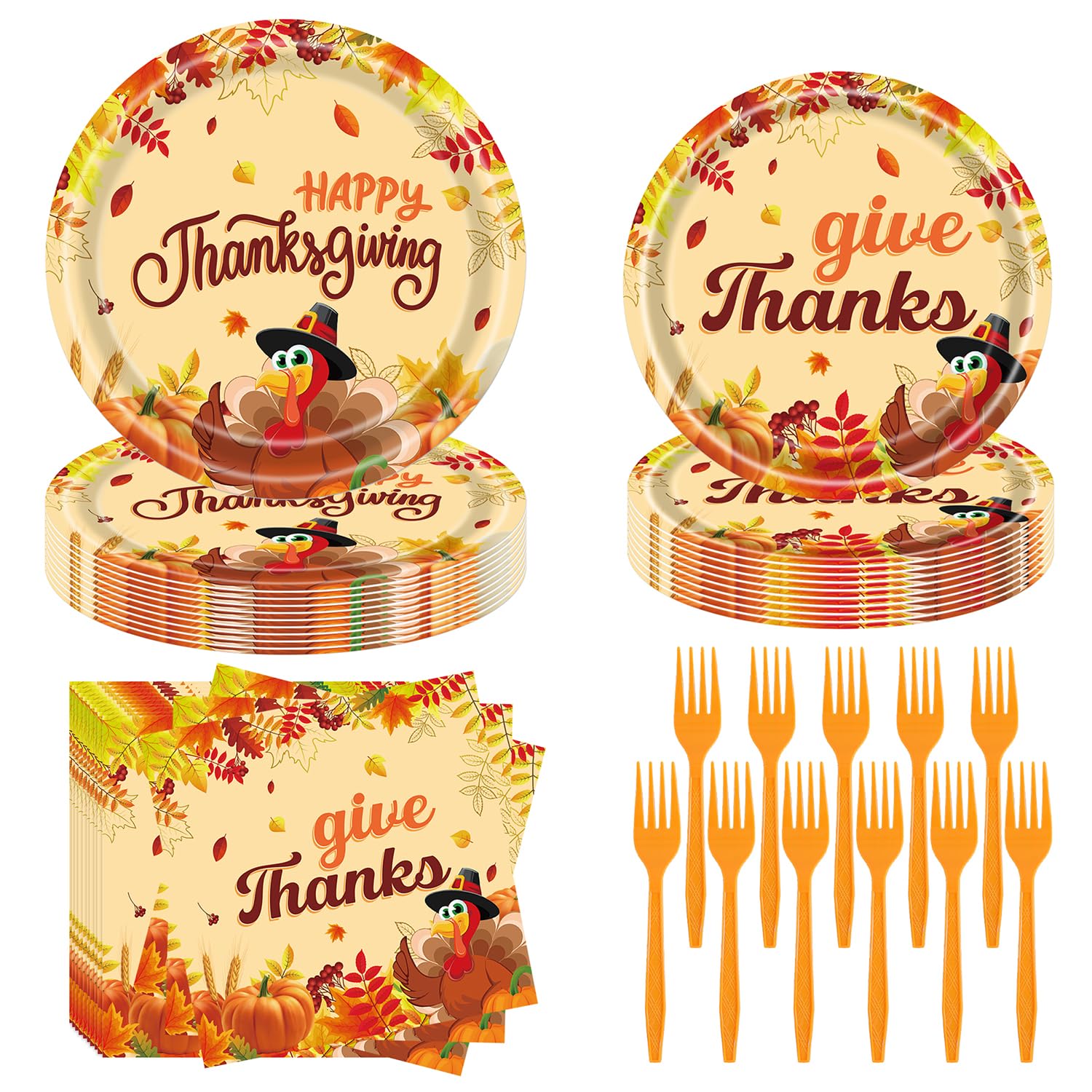 Amazon.com: Fall Thanksgiving Party Supplies 96 Pcs Thanksgiving Turkey ...