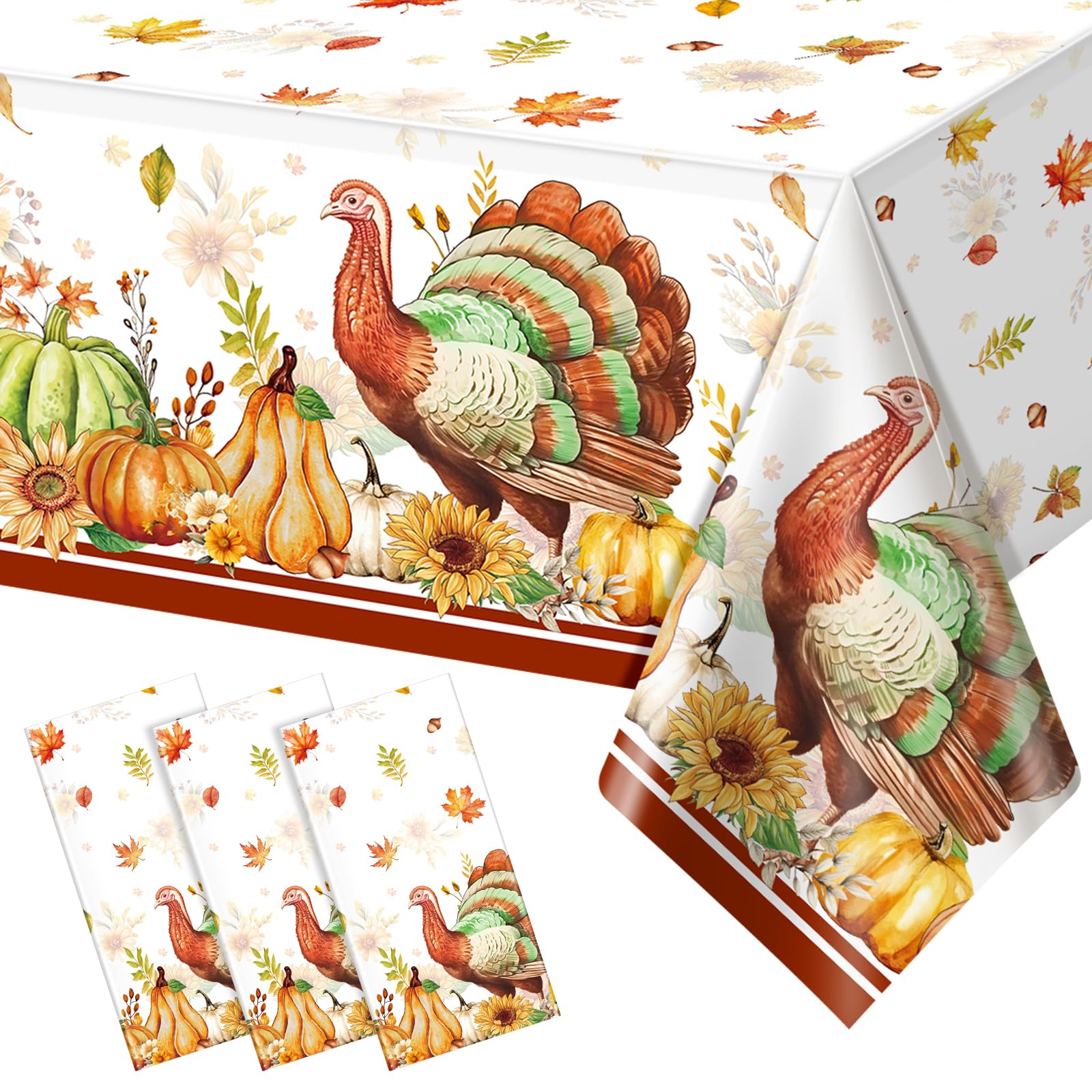 Amazon.com: 3 Pack Thanksgiving Tablecloth Disposable, Plastic ...