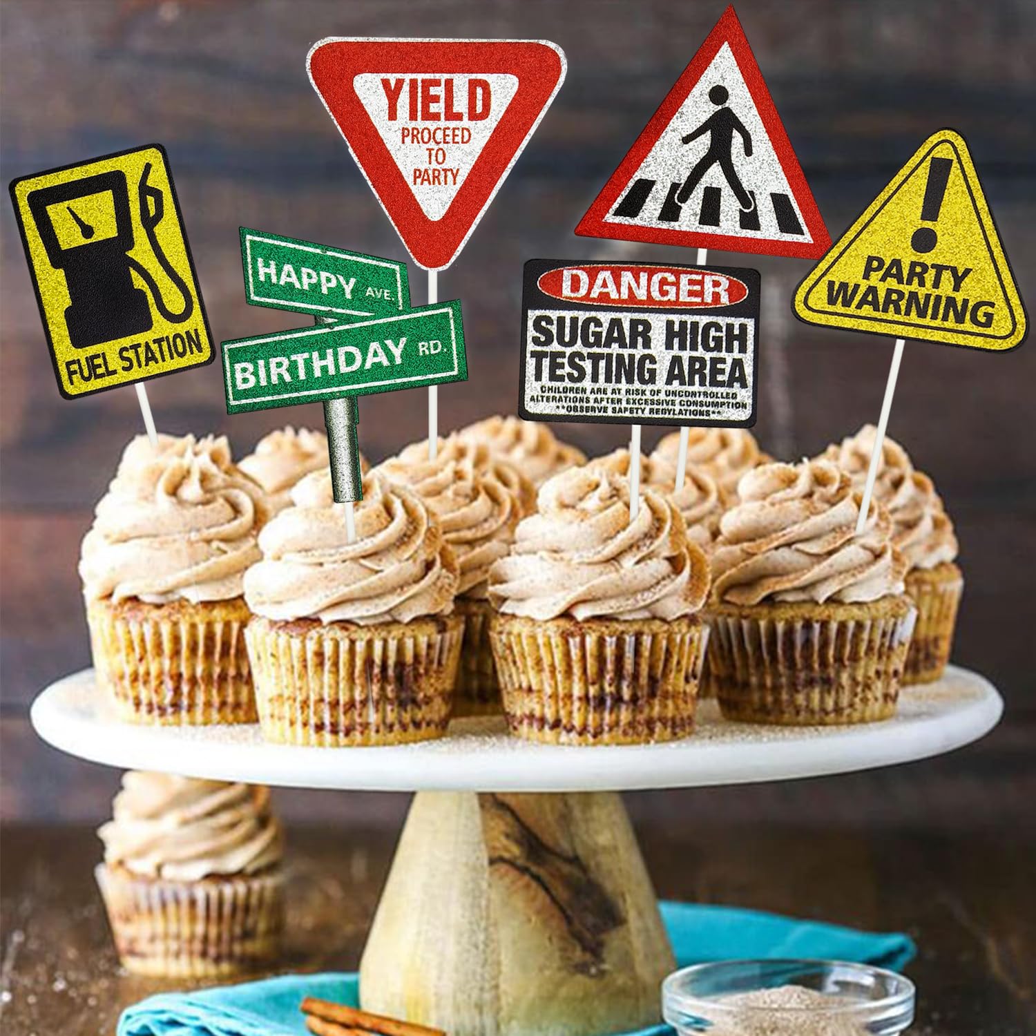 Snapklik.com : Traffic Road Sign Cupcake Topper, Funny Transportation ...