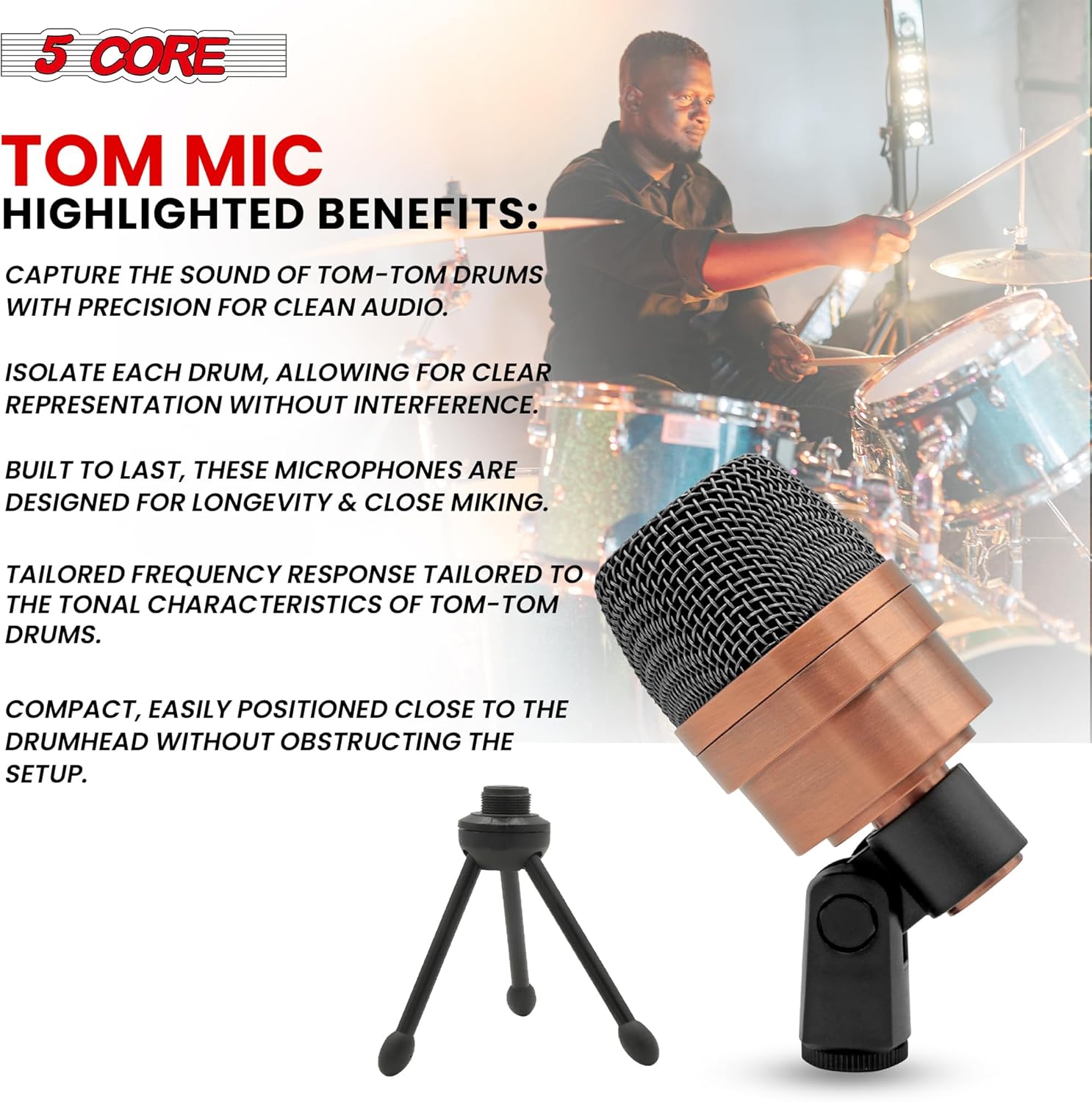 5 CORE Tom Microphone Copper Finish XLR Wired Uni Philippines | Ubuy
